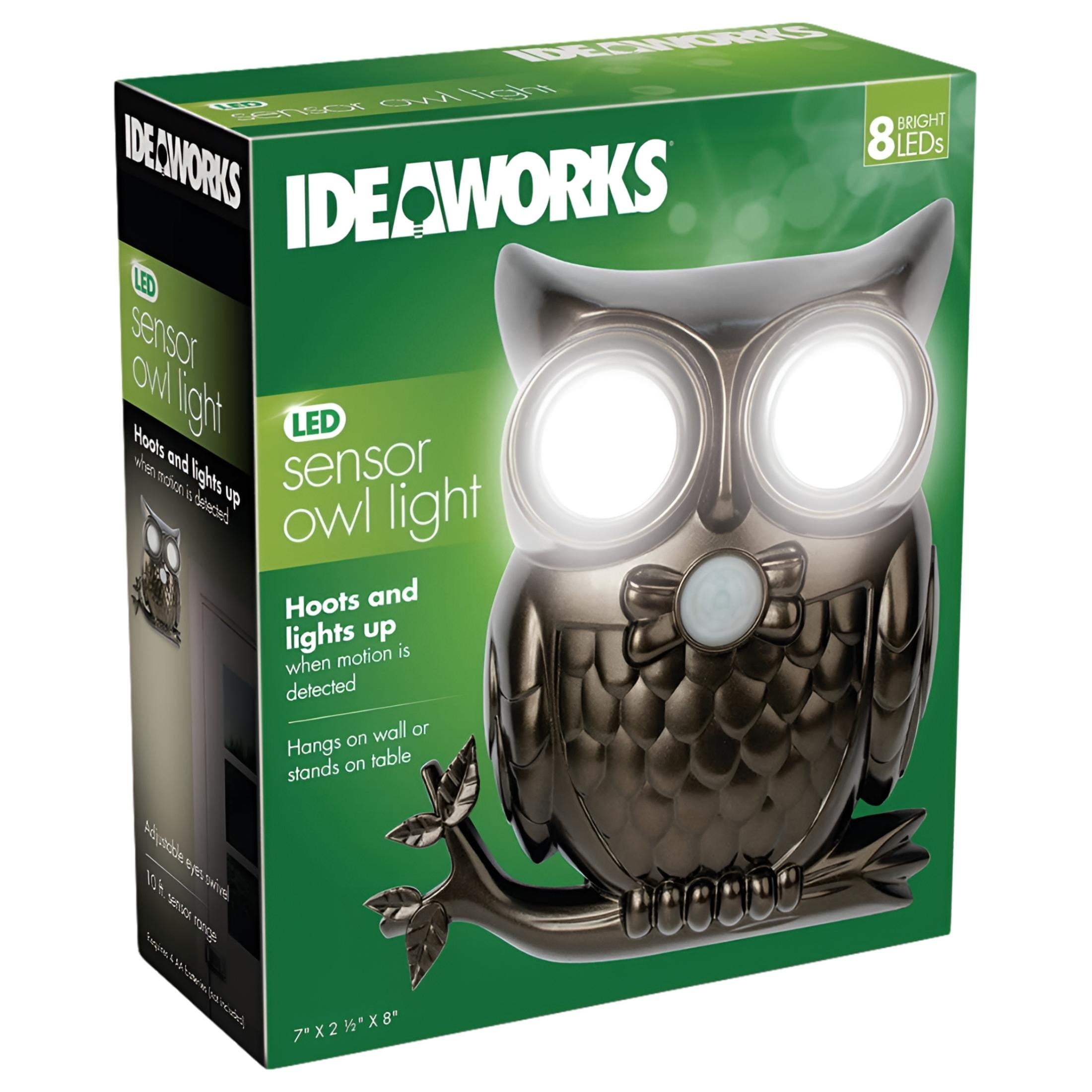 IdeaWorks JB7682 Decorative LED Motion Sensor Hooting Owl Light, Black ...
