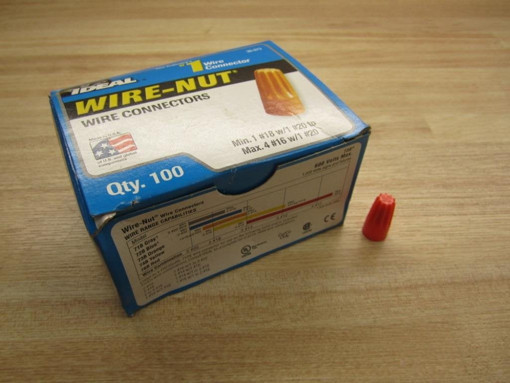 Ideal 30-073 Wire-Nut 73B Wire Connector, Orange Pack of 100 - Walmart.com