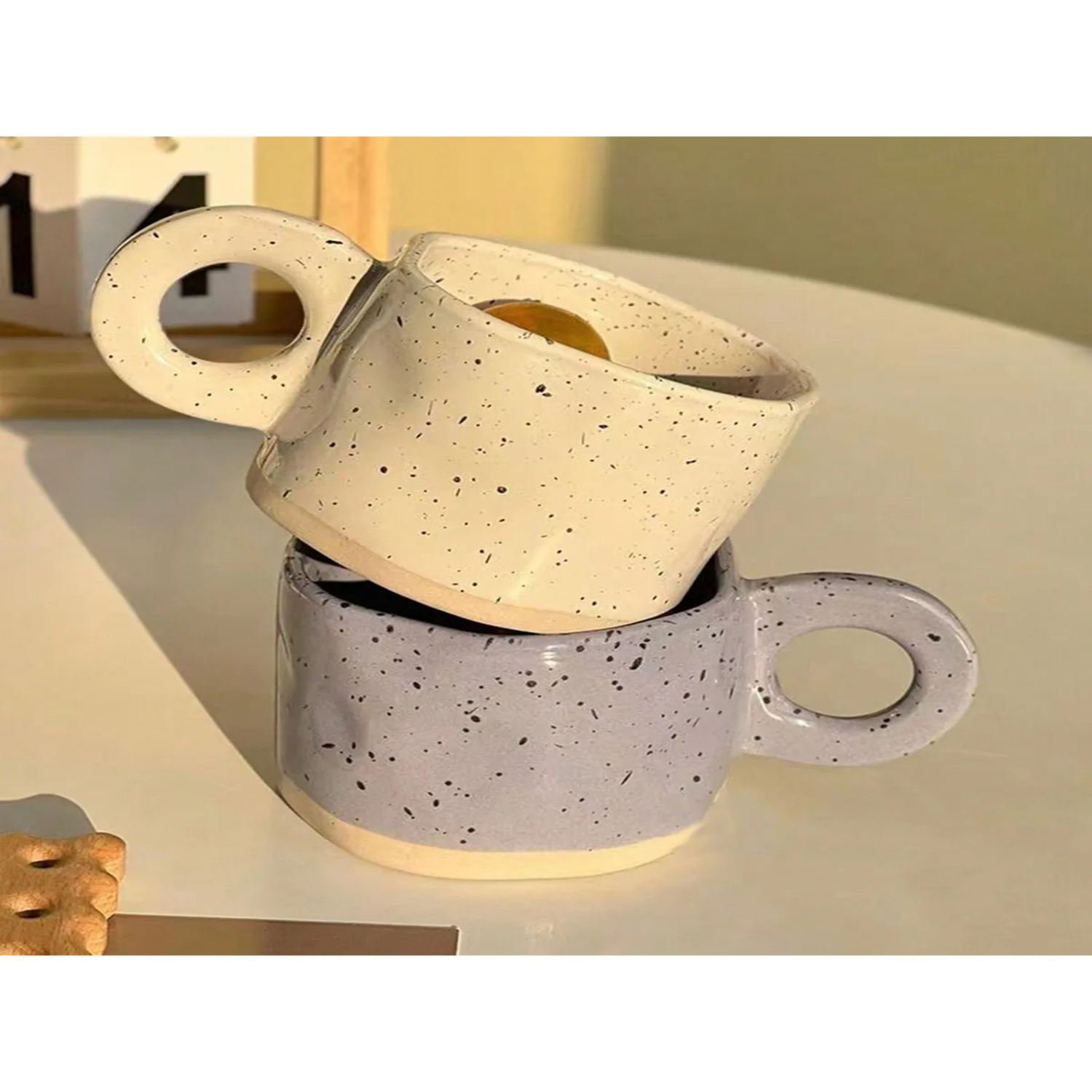 Ideal for Desserts - Thick Korean Ceramic Two-Color Hand Kneaded Milk ...