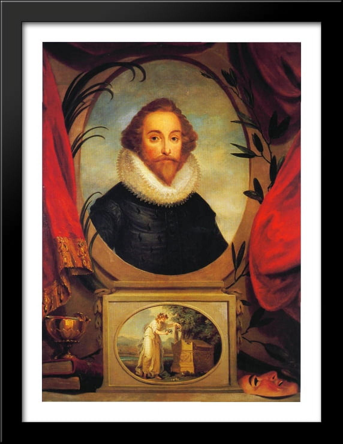 Ideal portrait of Shakespeare 28x38 Large Black Wood Framed Print Art ...