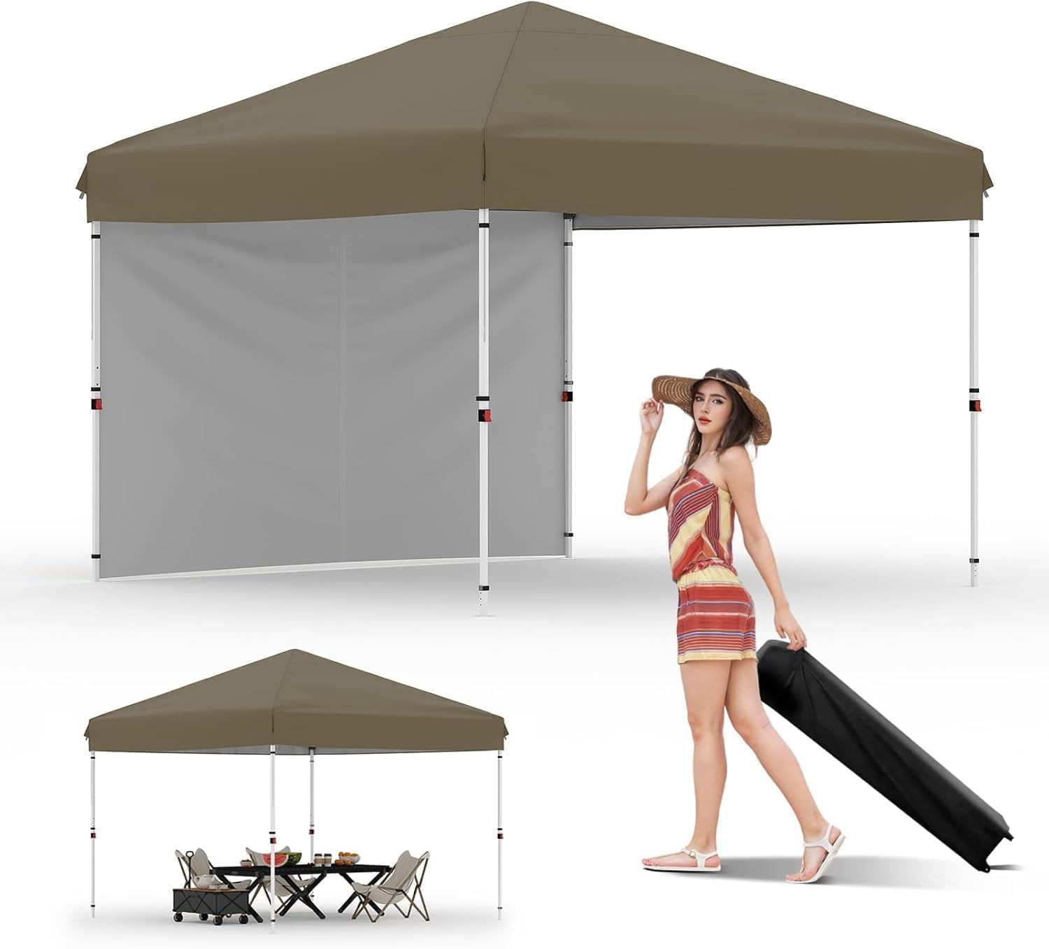 IdealHouse 10x10 Pop Up Canopy Tent - Heavy Duty Instant Canopy with ...