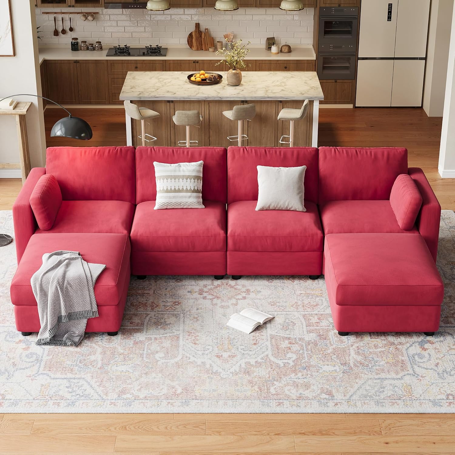 IdealHouse 136" Oversized Modular Sectional Sofa, U Shaped Convertible ...