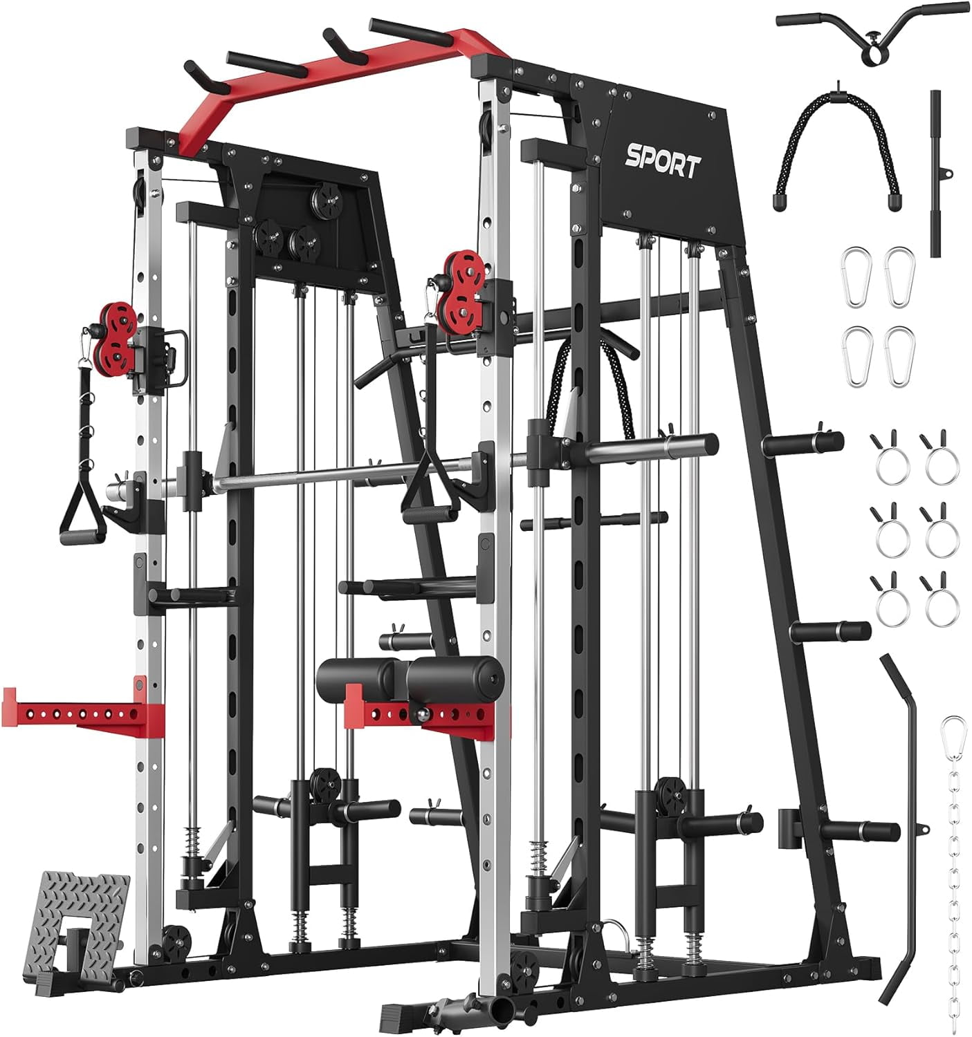IdealHouse 2200LBS Smith Machine Home Gym, All-in-One Power Cage Squat ...