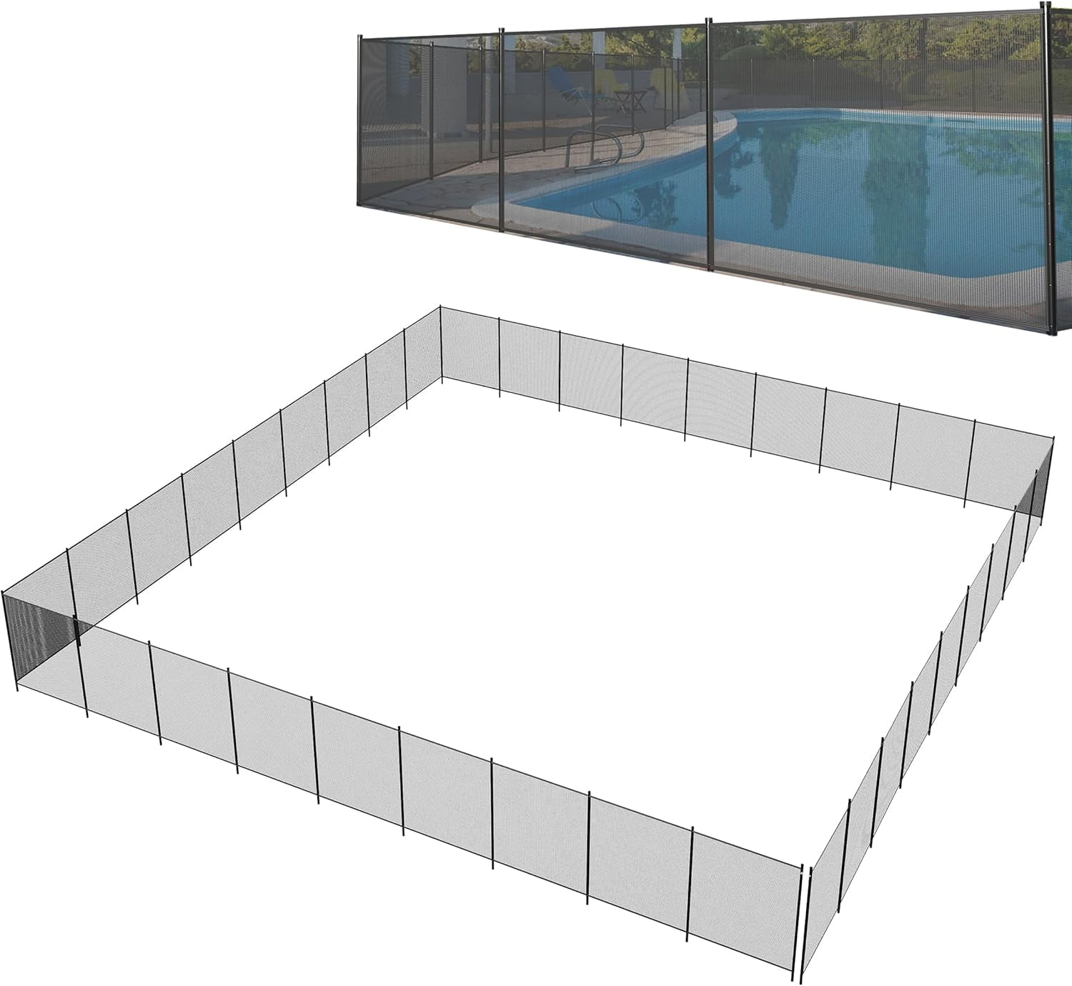 IdealHouse 4' x 108' Swimming Pool Fence for Inground Pools, Easy DIY ...