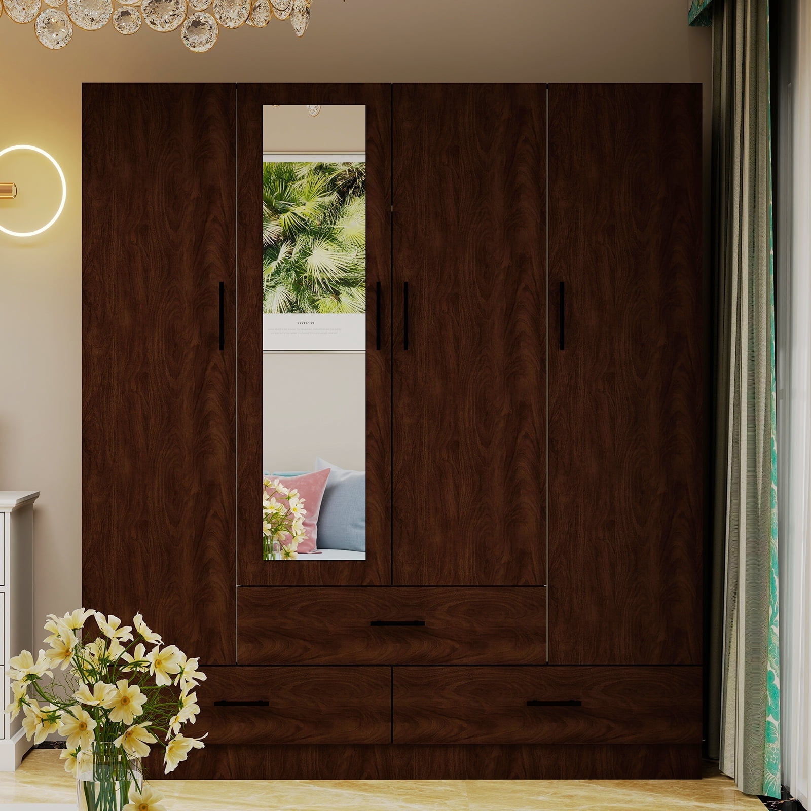 Idealcabin Freestanding Wardrobe Armoire With Drawers, Bedroom Wardrobe ...