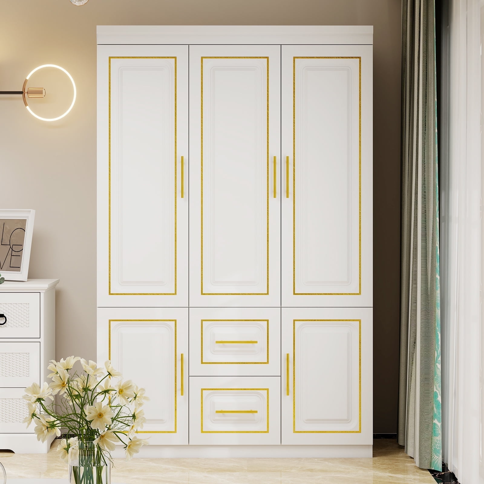 Idealcabin Freestanding Wardrobe Armoire With Drawers, Modern Bedroom ...