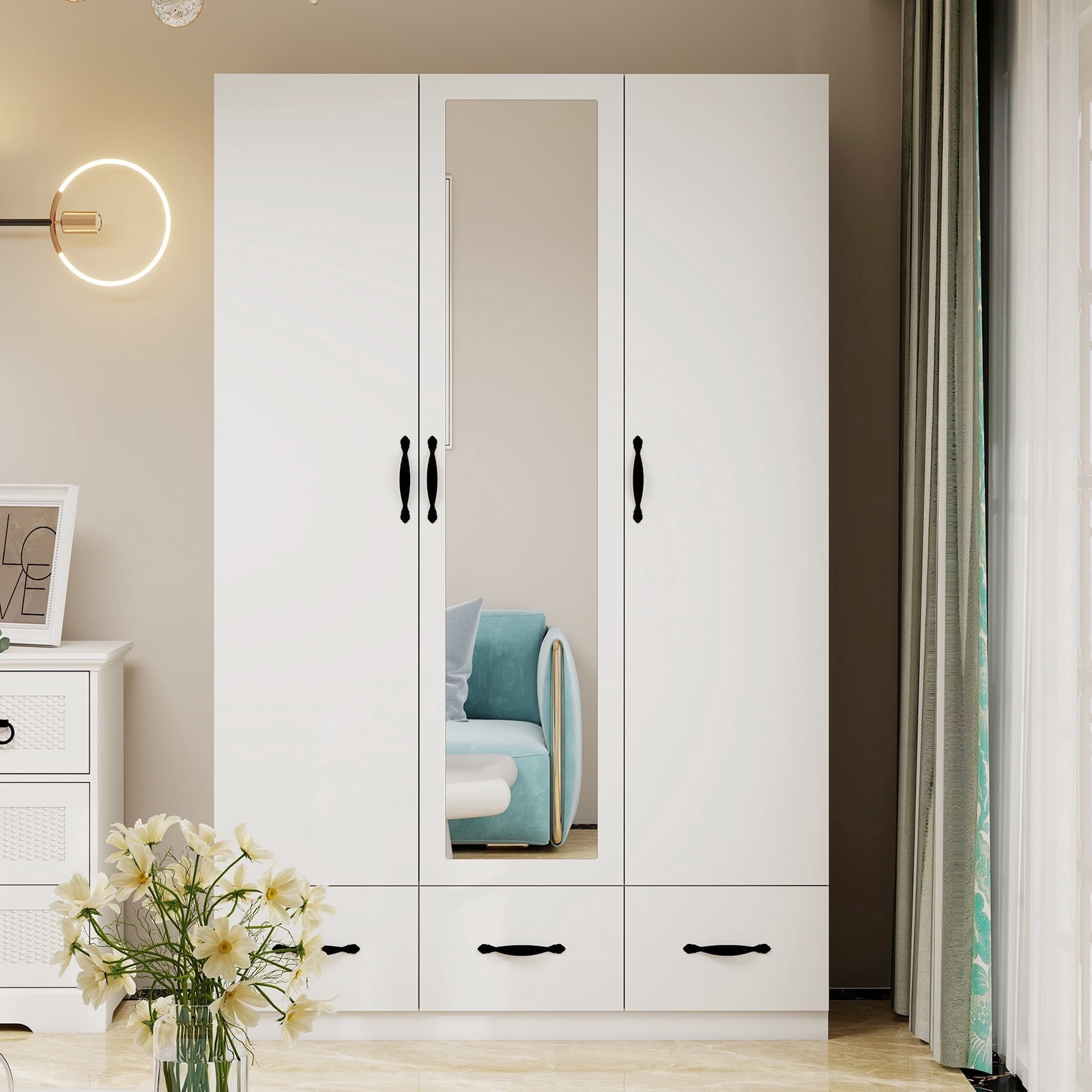 Idealcabin Freestanding Wardrobe Armoire With Drawers, Modern Bedroom ...