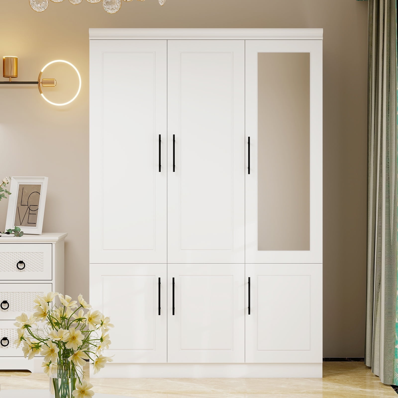 Idealcabin Freestanding Wardrobe Armoire With Drawers, Modern Bedroom ...