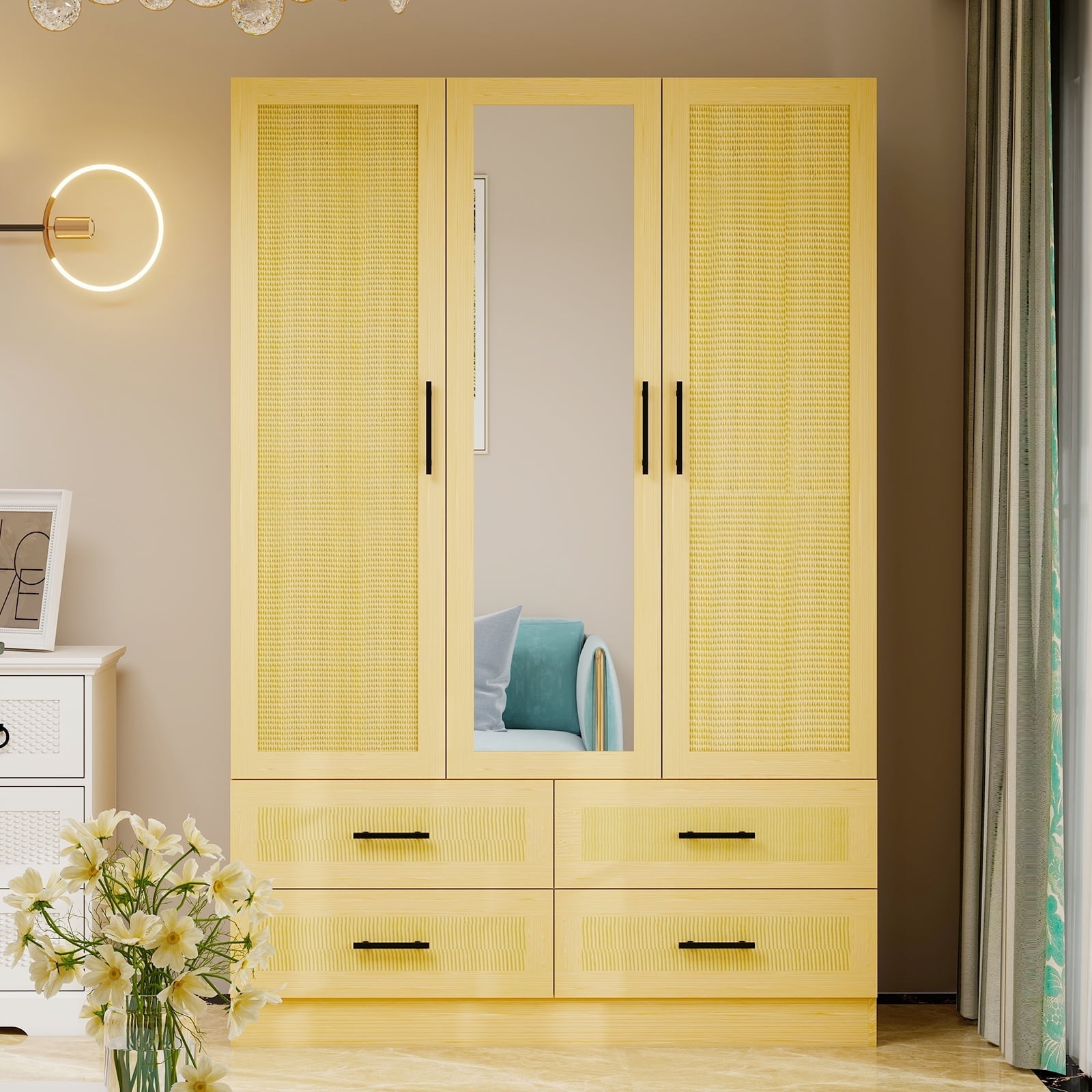 Idealcabin Freestanding Wardrobe Armoire With Drawers, Modern Bedroom ...