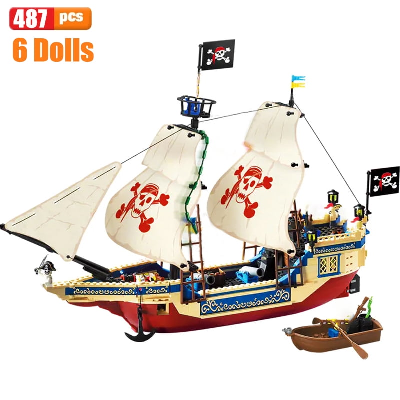 Ideas Enlighten Big Black Pearl Pirate Ship Building Block Military ...