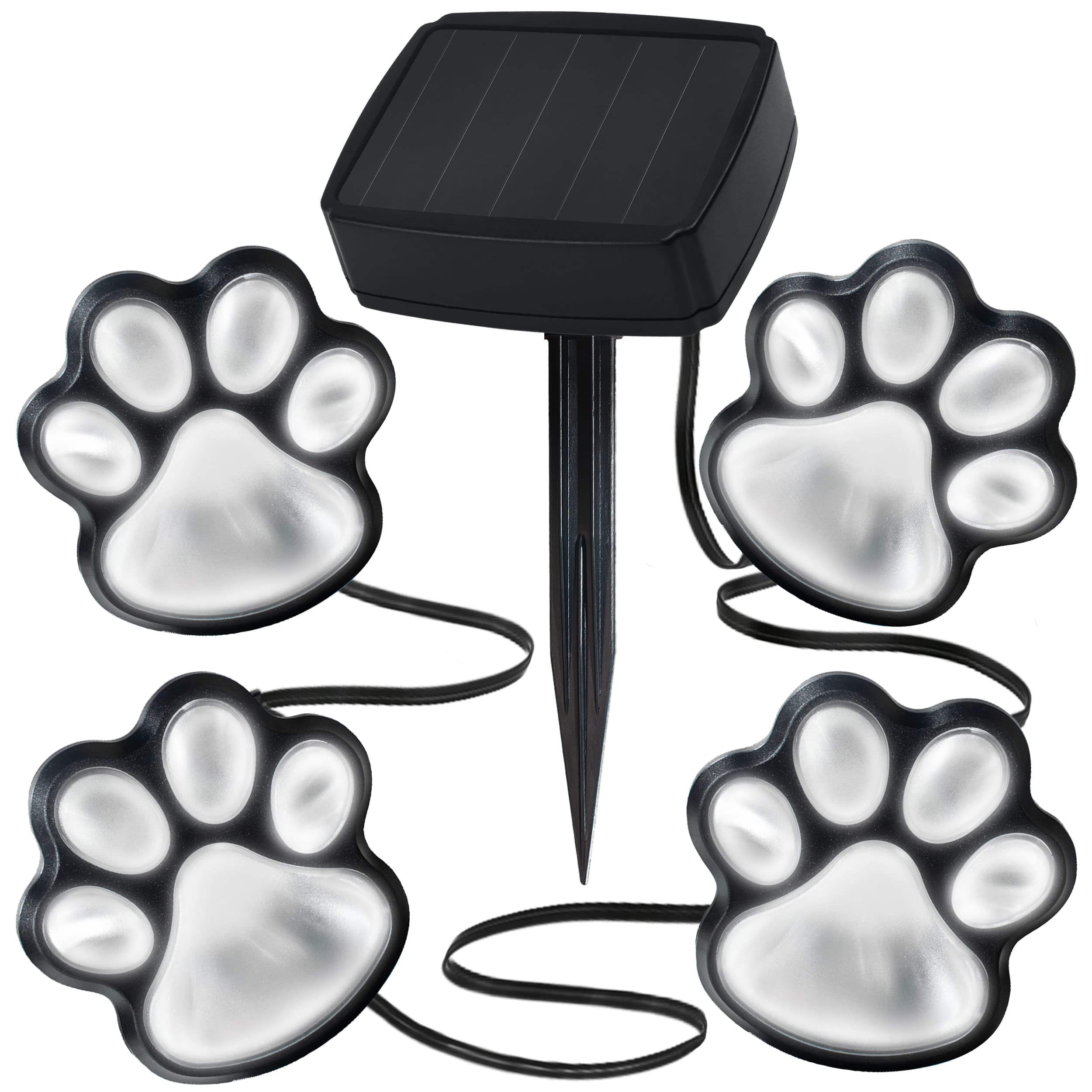 Ideas In Life Solar Paw Print Garden Lights for Pet Lovers - Set of 4 ...