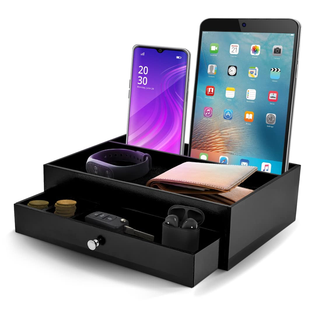 Ideas In Life Wooden Docking Station Men - Wood Nightstand Storage ...