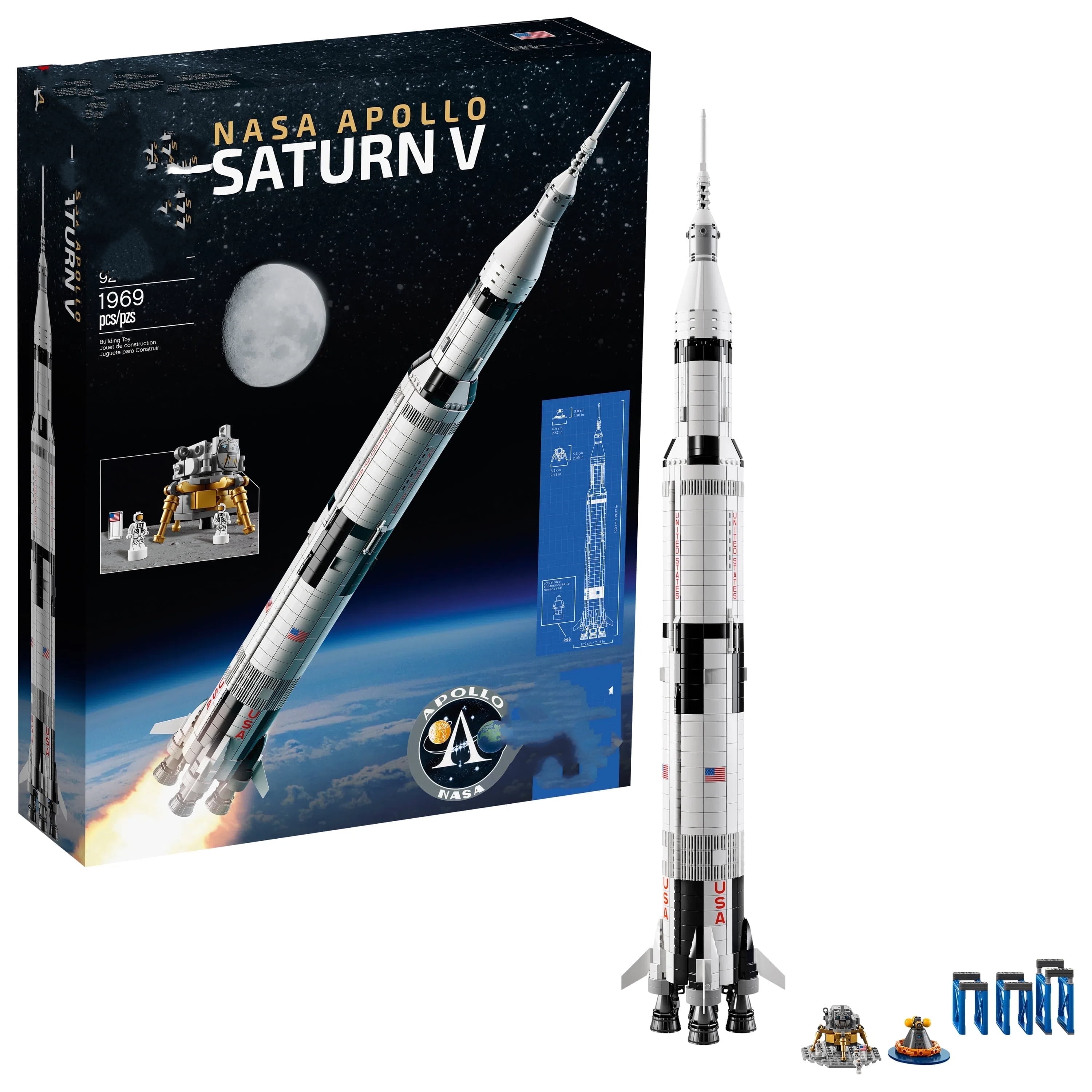 Ideas NASA Apollo Saturn V 21309 Building Set for Adults - Walmart.com