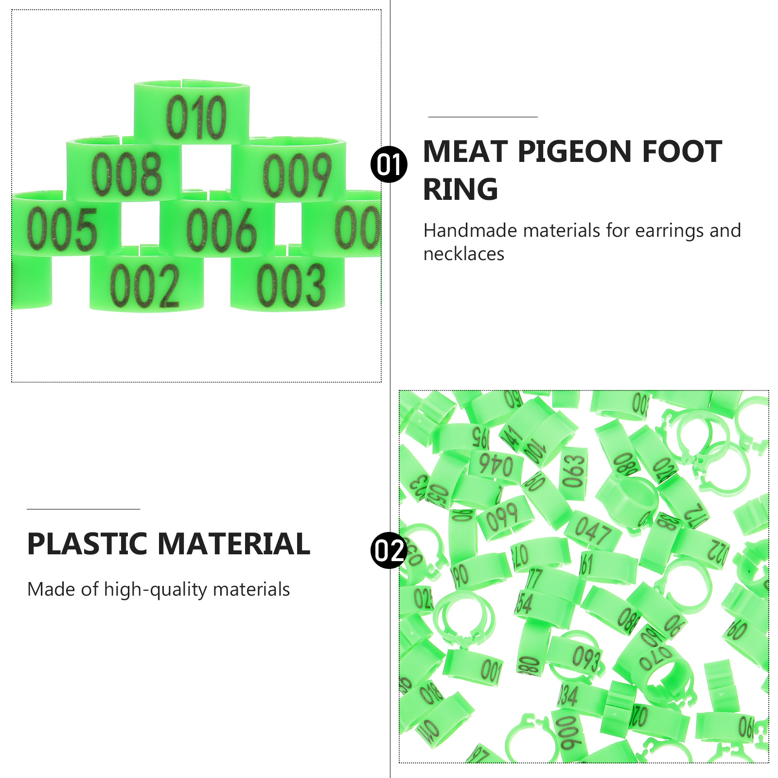 Identify Clip Rings,100 Pcs Numbered Pigeon Foot Rings Plastic Bird Leg ...