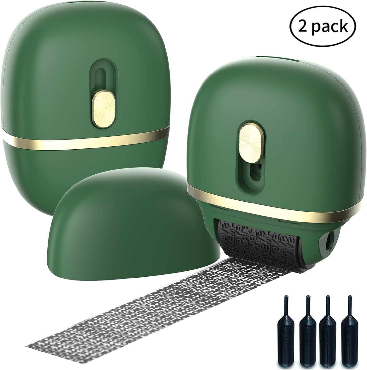 Identity Protection Roller Stamps 2 Pack - Confidential Roller Stamp with 4 Refills - Wide ...