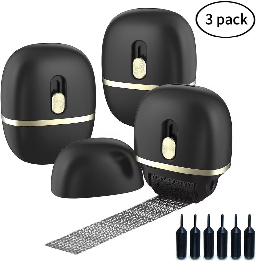 Identity Protection Roller Stamps 2 Pack - Confidential Roller Stamp with 4 Refills - Wide ...