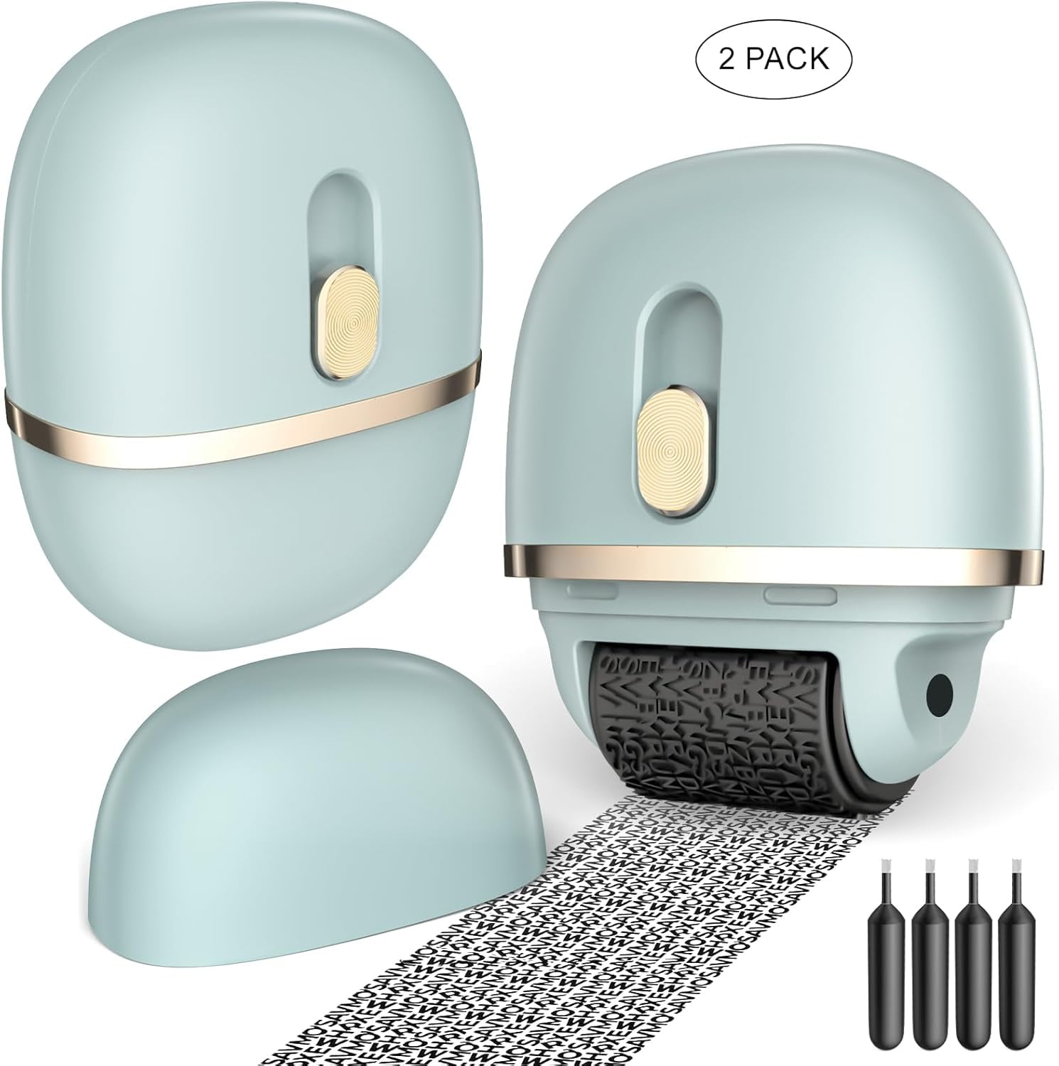 Identity Protection Roller Stamps 2 Pack - Confidential Roller Stamp with 4 Refills - Wide ...