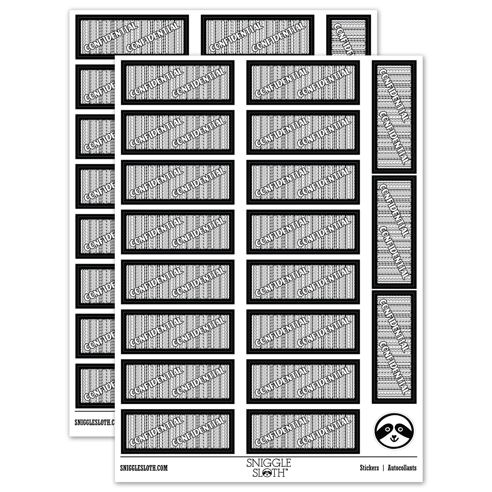 Identity Theft Protection Confidential Sticker Set - Black - Gloss ...