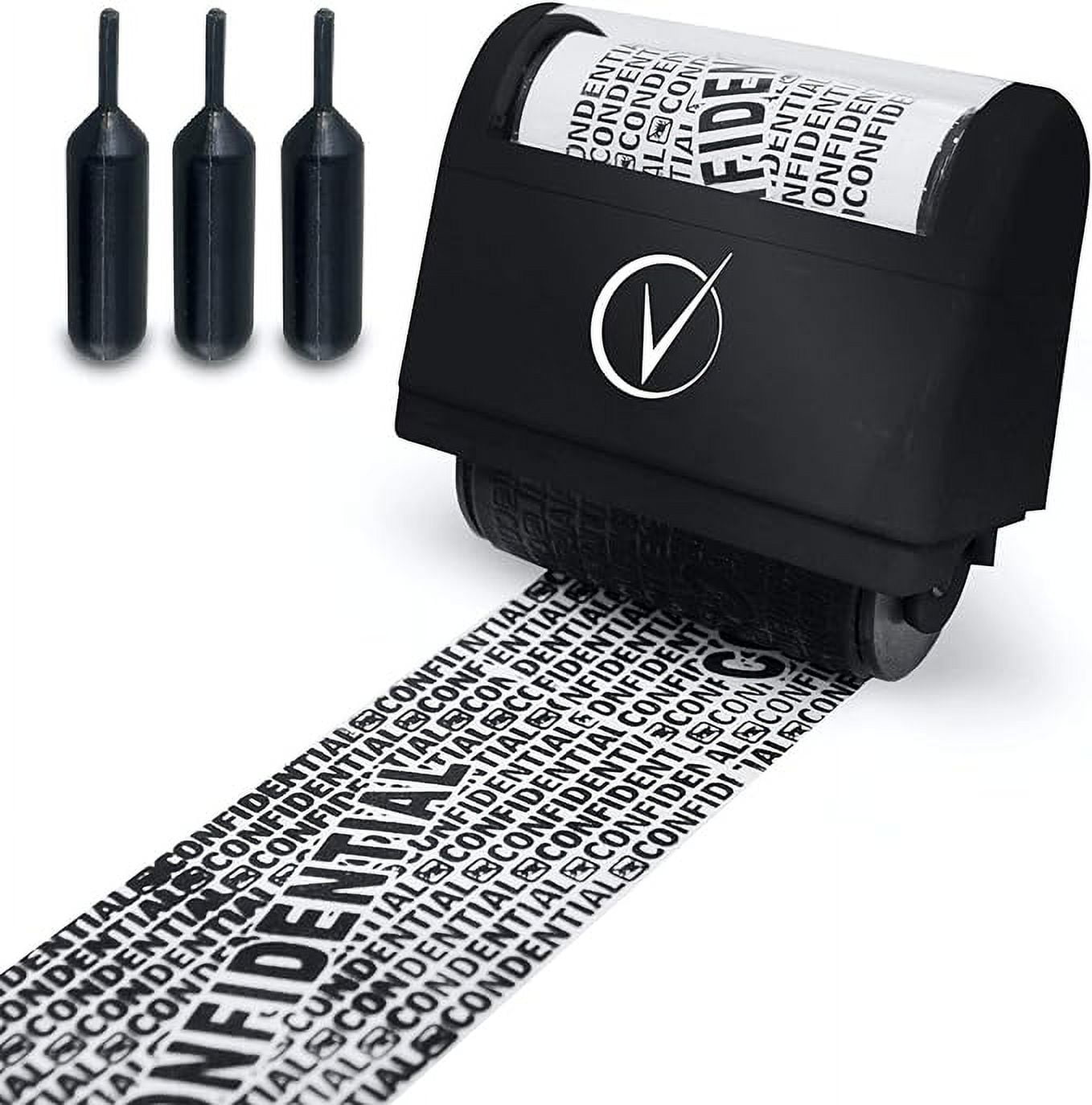 Identity Theft Protection Roller Stamps Wide Kit, Including 3-Pack Refills - Confidential Roller ...