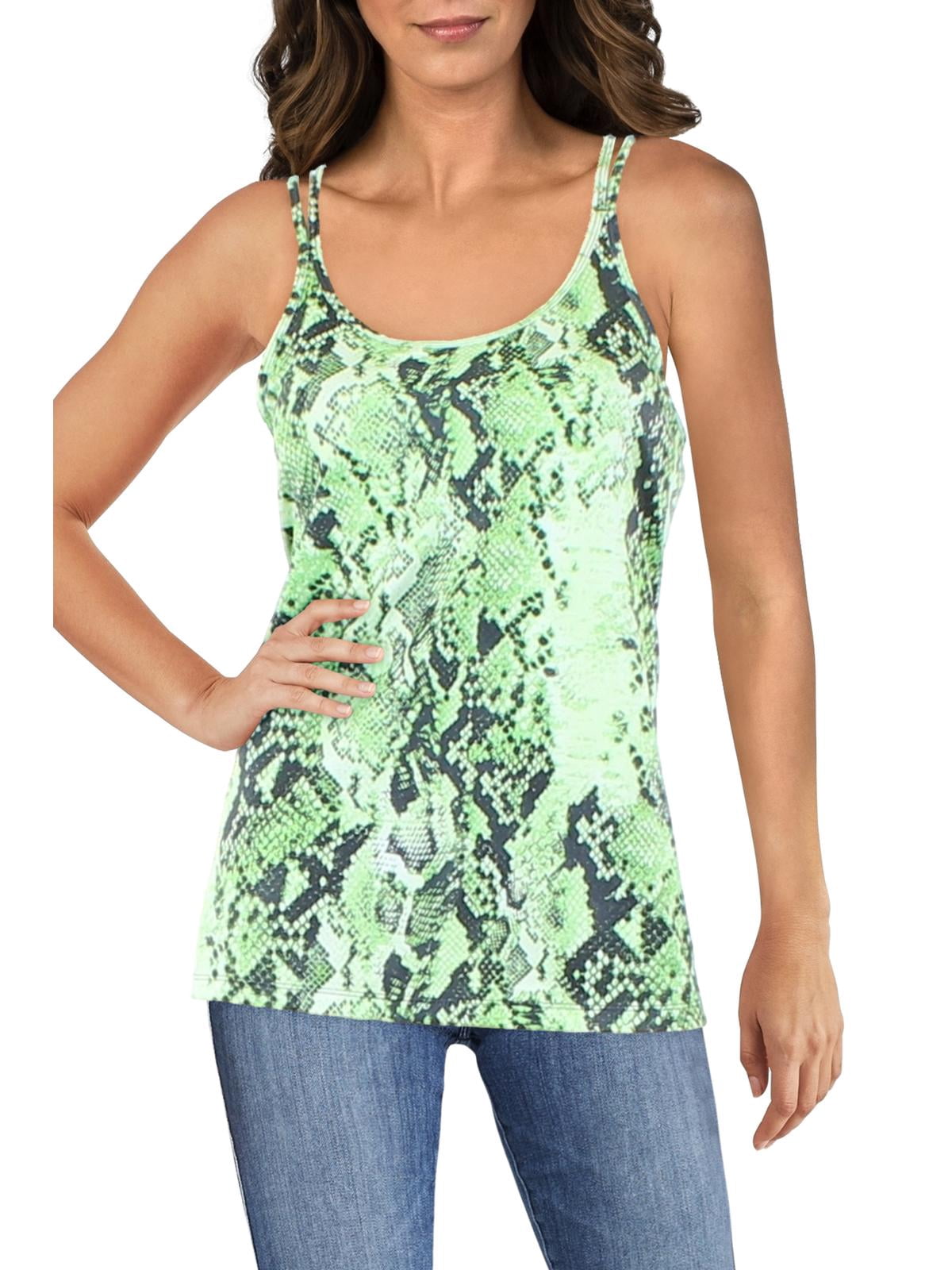Ideology Women Snakeskin Scoop Neck Strappy Crossover Tank Top, Clover ...