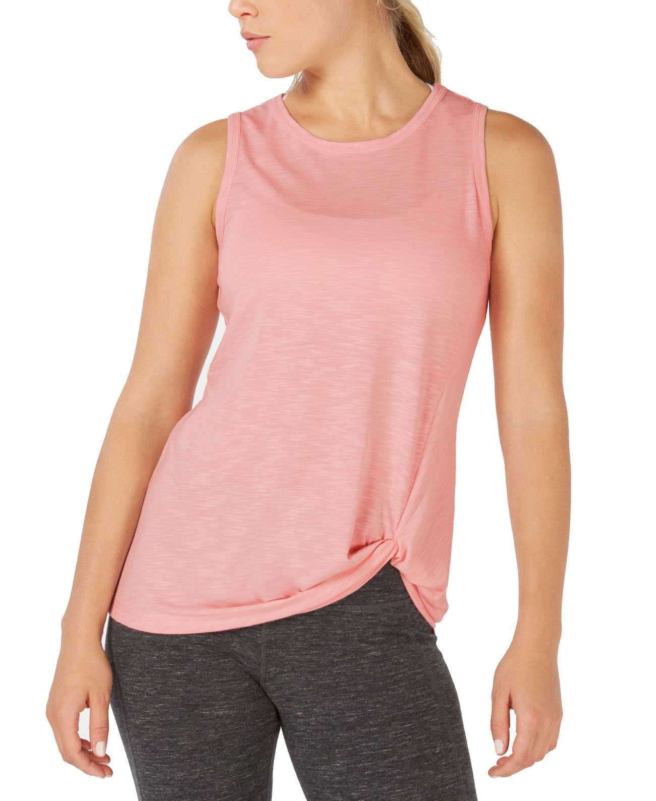 Ideology Womens Knot-Front T-Shirt Tank Tops, Rose Shadow, Medium ...