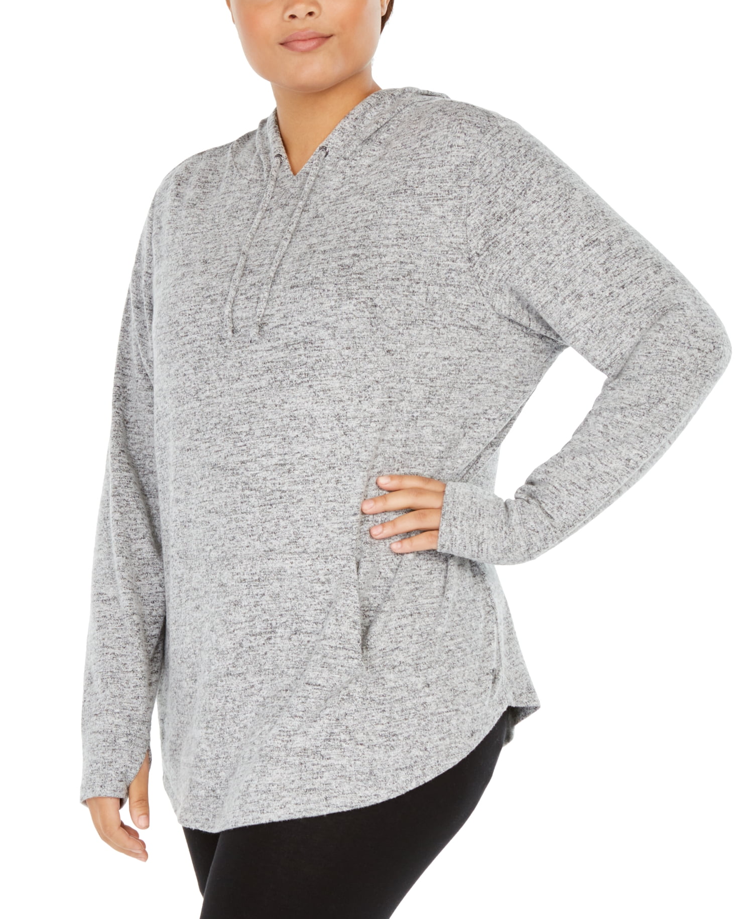 Ideology Womens Plus Size Thumb Hole Hoodie