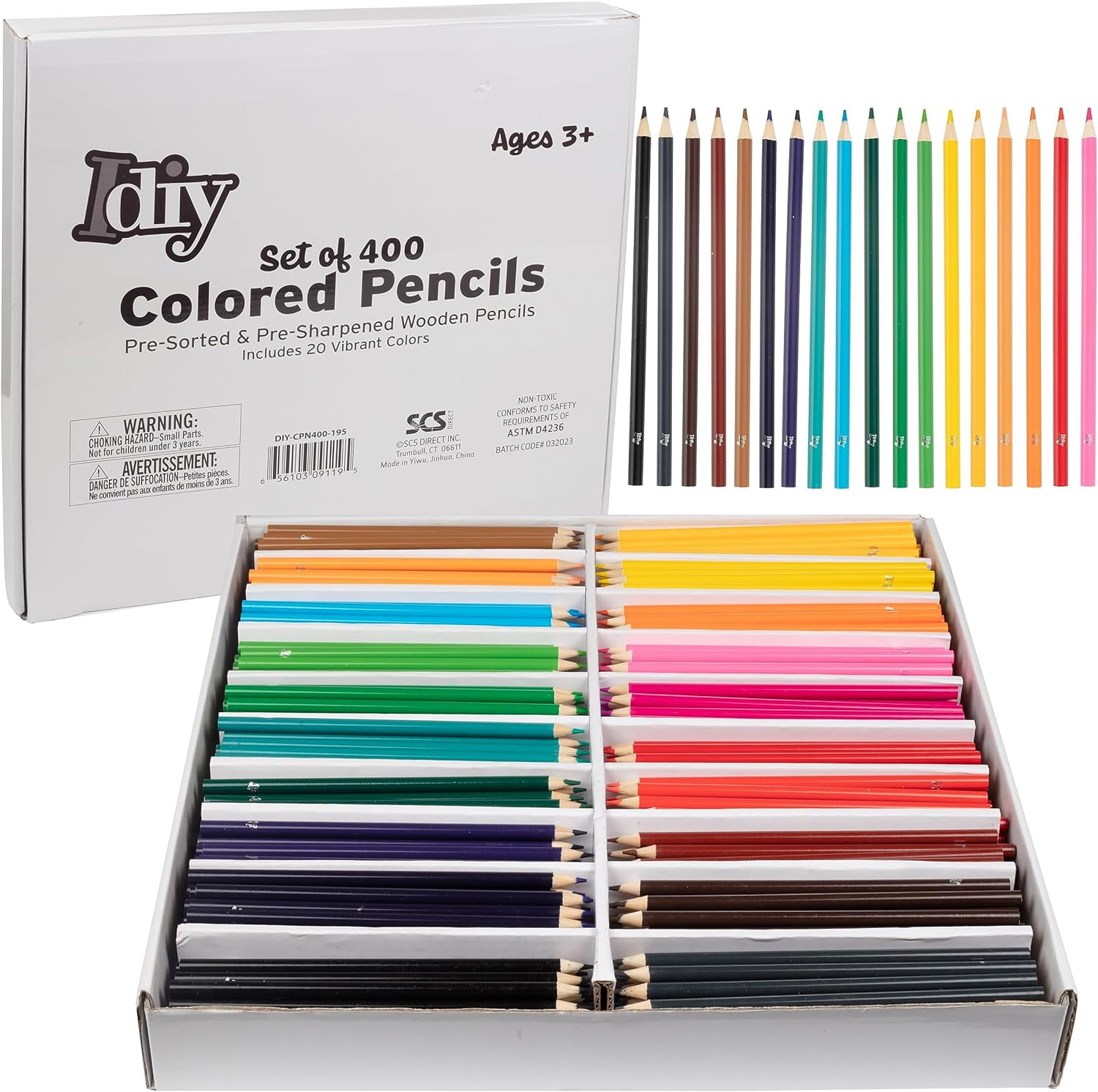 Idiy Colored Pencils Bulk Set - 400 ct, 20 Colors, ASTM Tested, Ideal ...