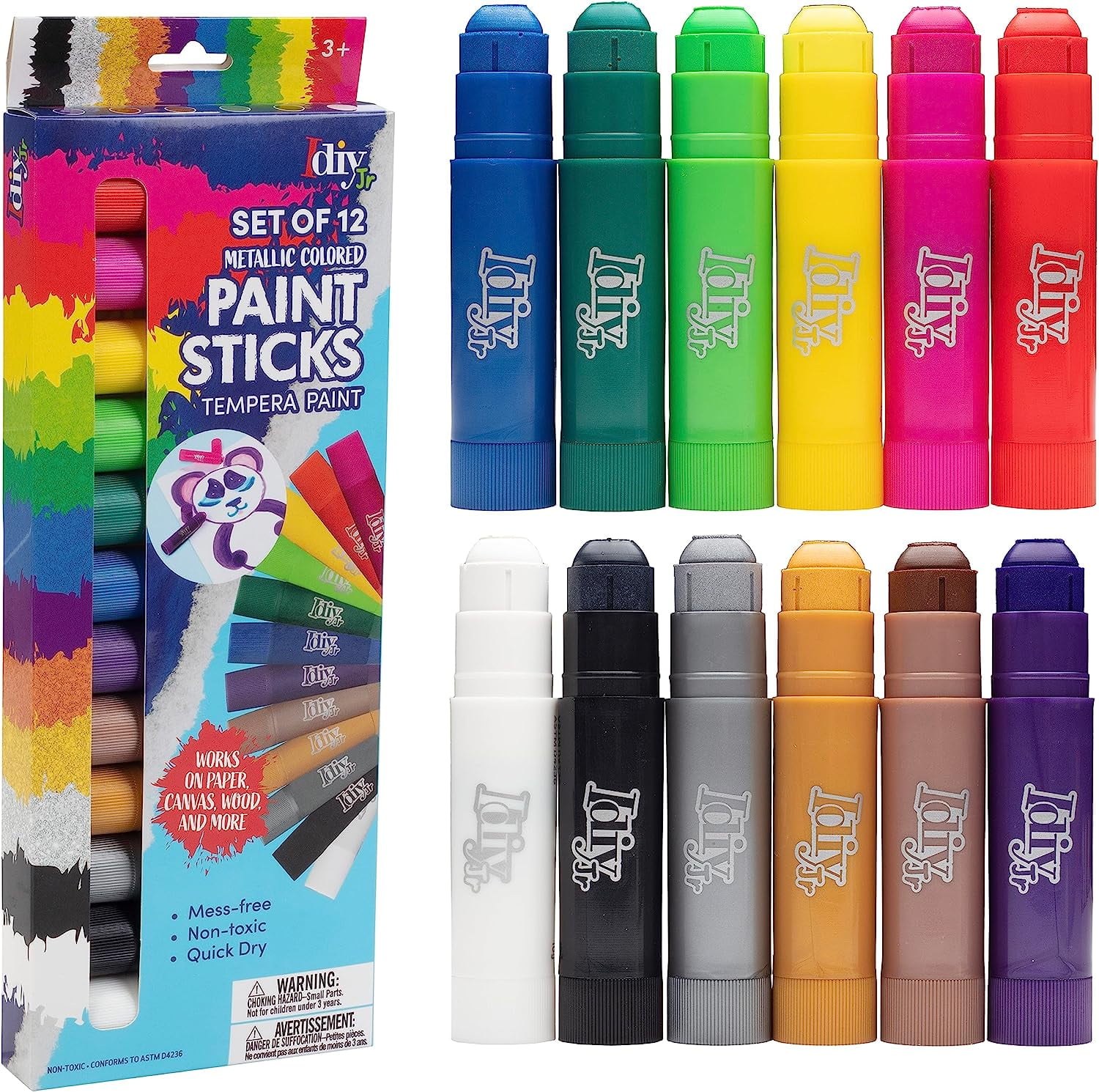 Idiy Tempera Paint Sticks (12 pack Metallic Vibrant Colors)-For All ...