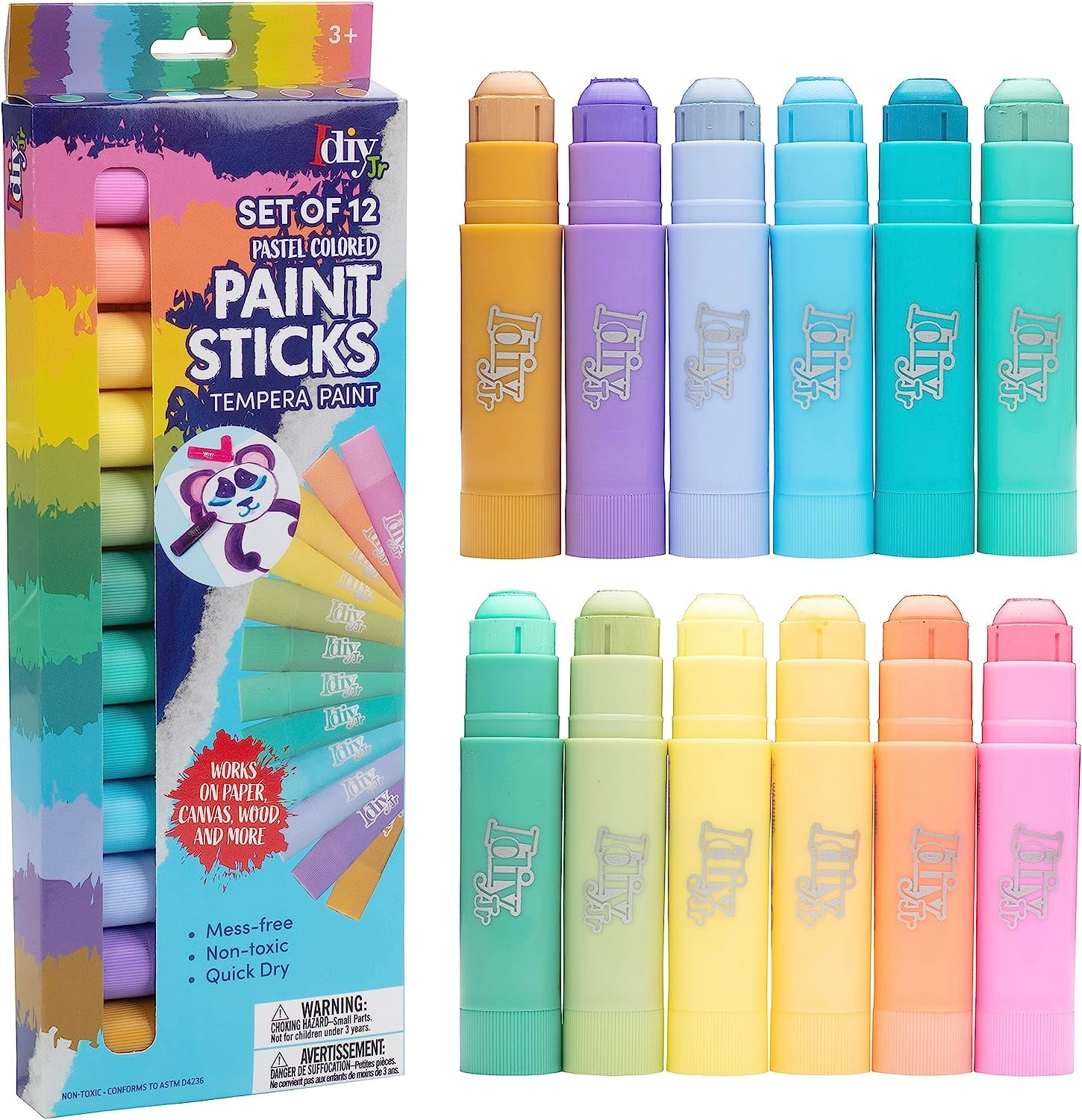 Idiy Tempera Paint Sticks (12 pack Pastel Colors)-For All Classroom ...