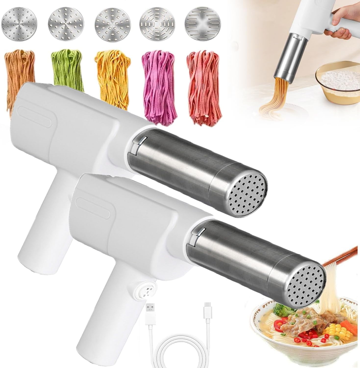 Idiyappam Maker Electric,2025 New Handheld Electric Pasta Maker,5-in-1 ...