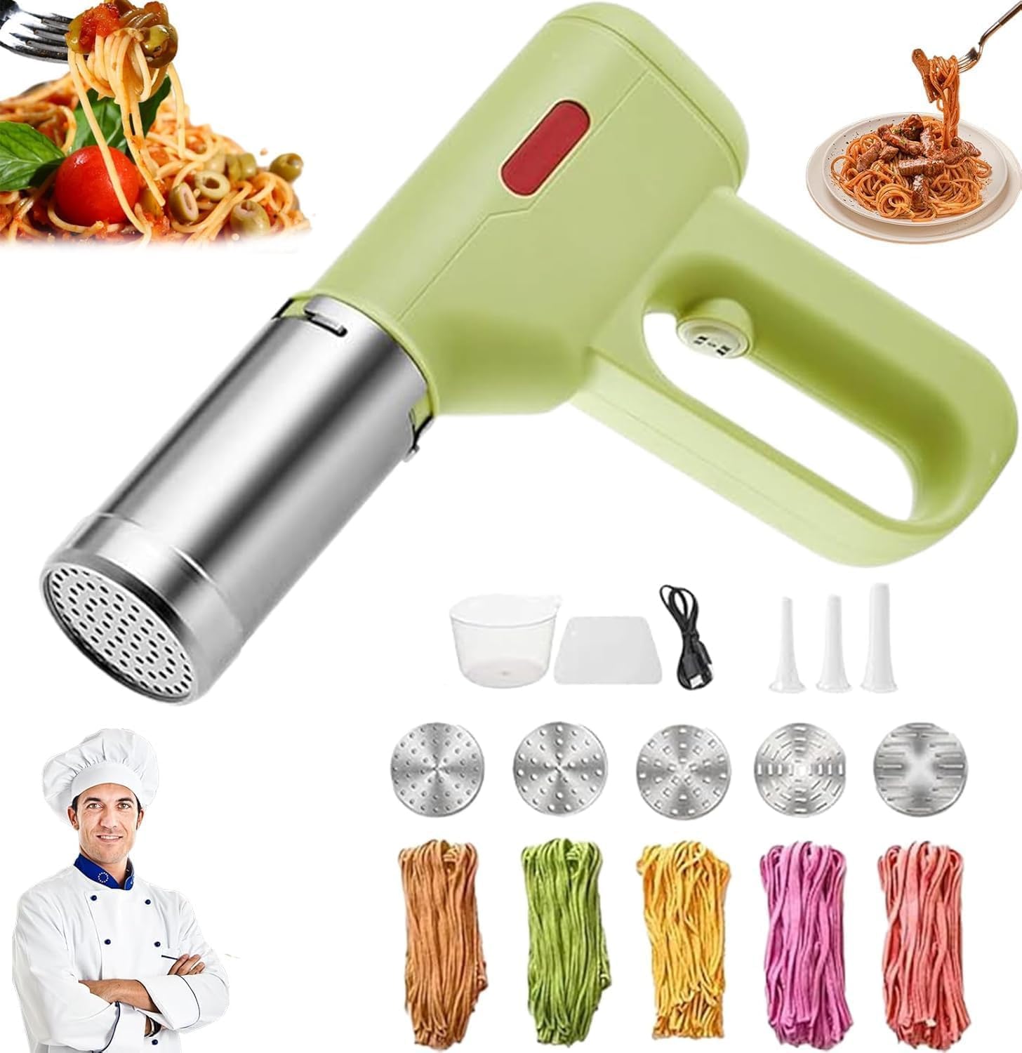 Idiyappam Maker Electric, 5-in-1 Cordless Pasta Maker, Handheld ...