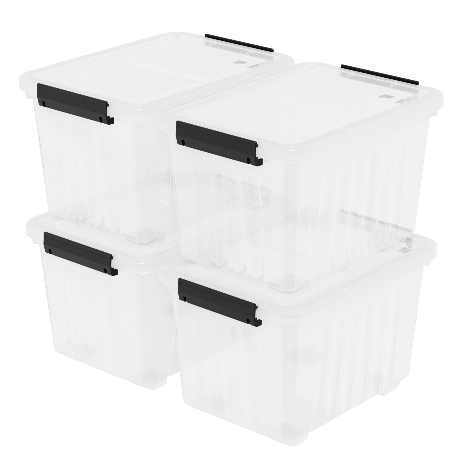 Idomy 4-Pack 45 L Large Clear Storage Boxes, Plastic Latching Boxes ...