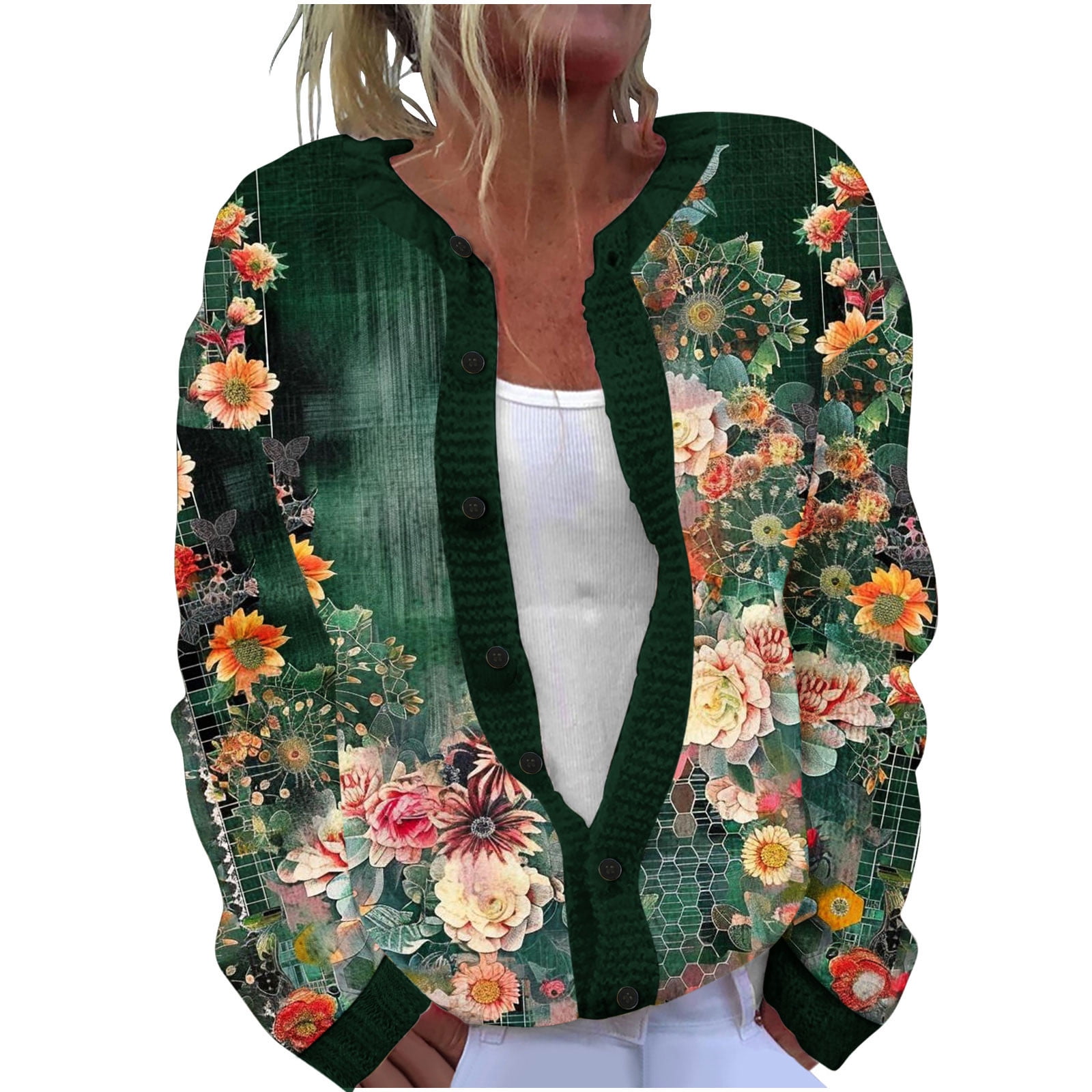 Idoravan Button Up Cardigans for Women Trendy Fall Ladies' Casual ...