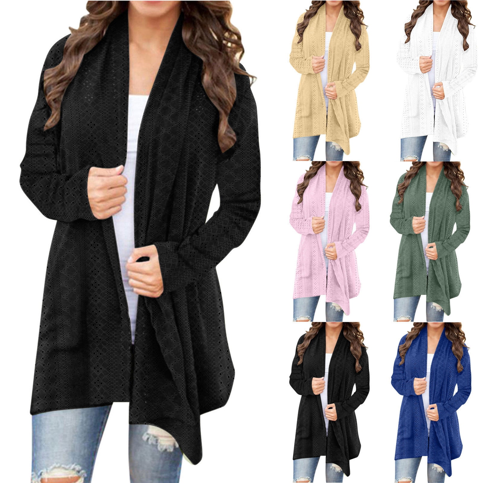 Idoravan Off Clear Cardigans for Women Trendy Women's Solid Color Long ...