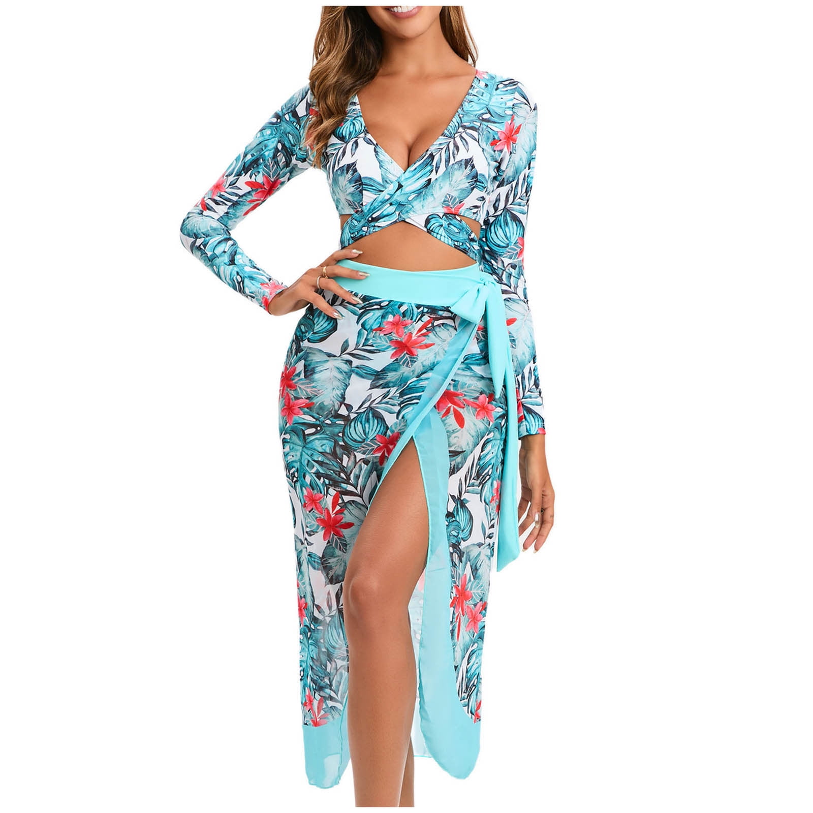 Idoravan One Piece Swimsuits For Women Ladies Fashion Multicolor Leaf