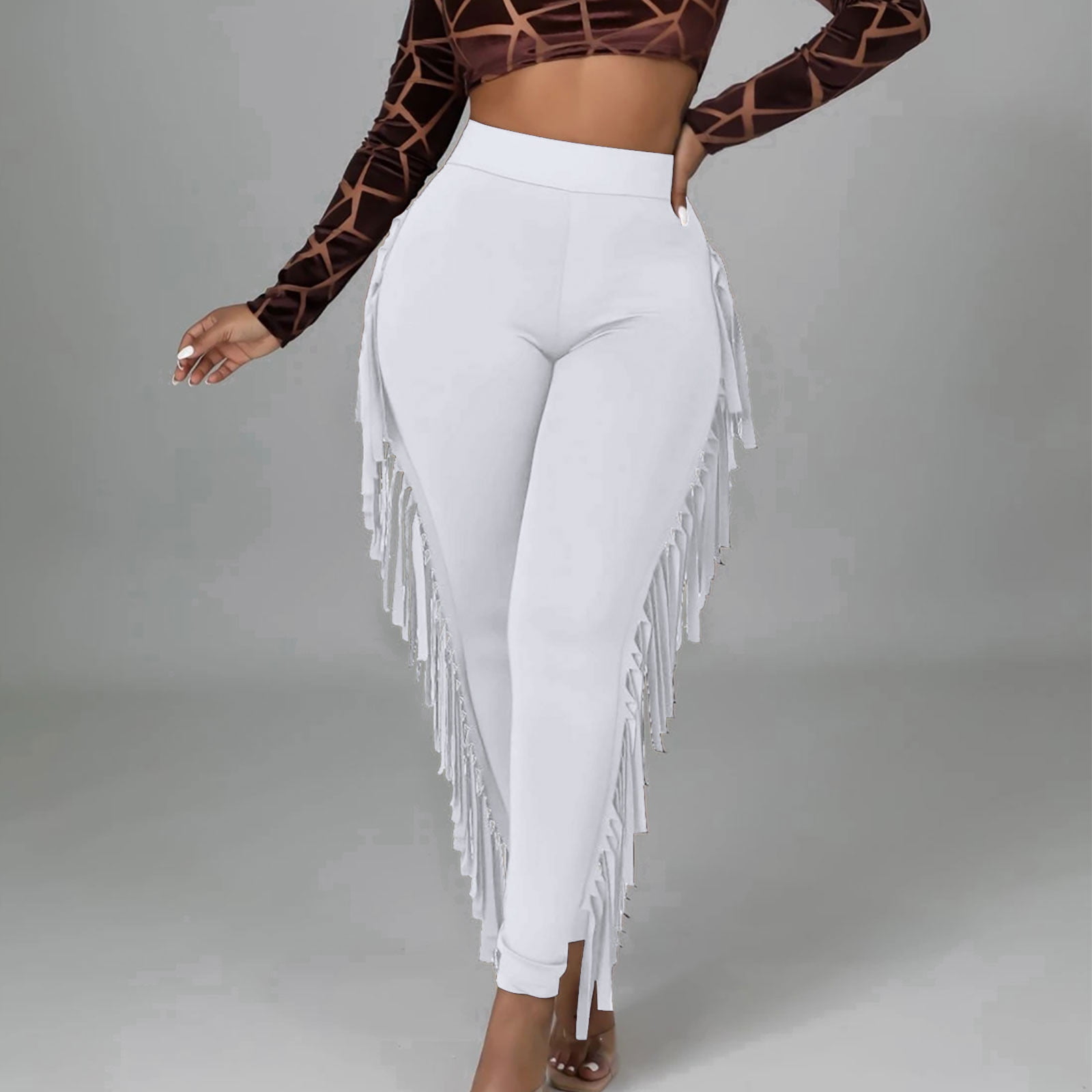 Idoravan Women's Plus Size Pants Clearance Womens Sexy Tight Solid ...