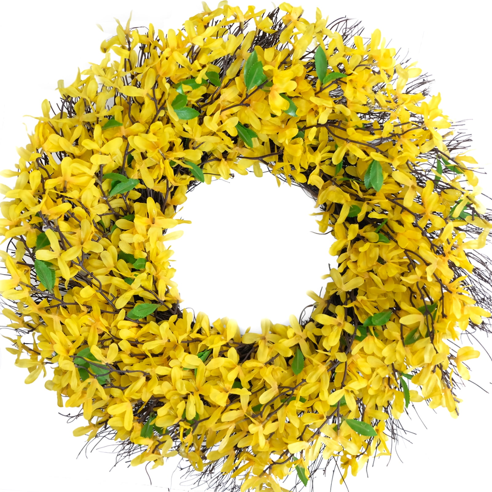 Idyllic 26 Inch Forsythia Flower Wreath for Indoor and Outdoor Home ...