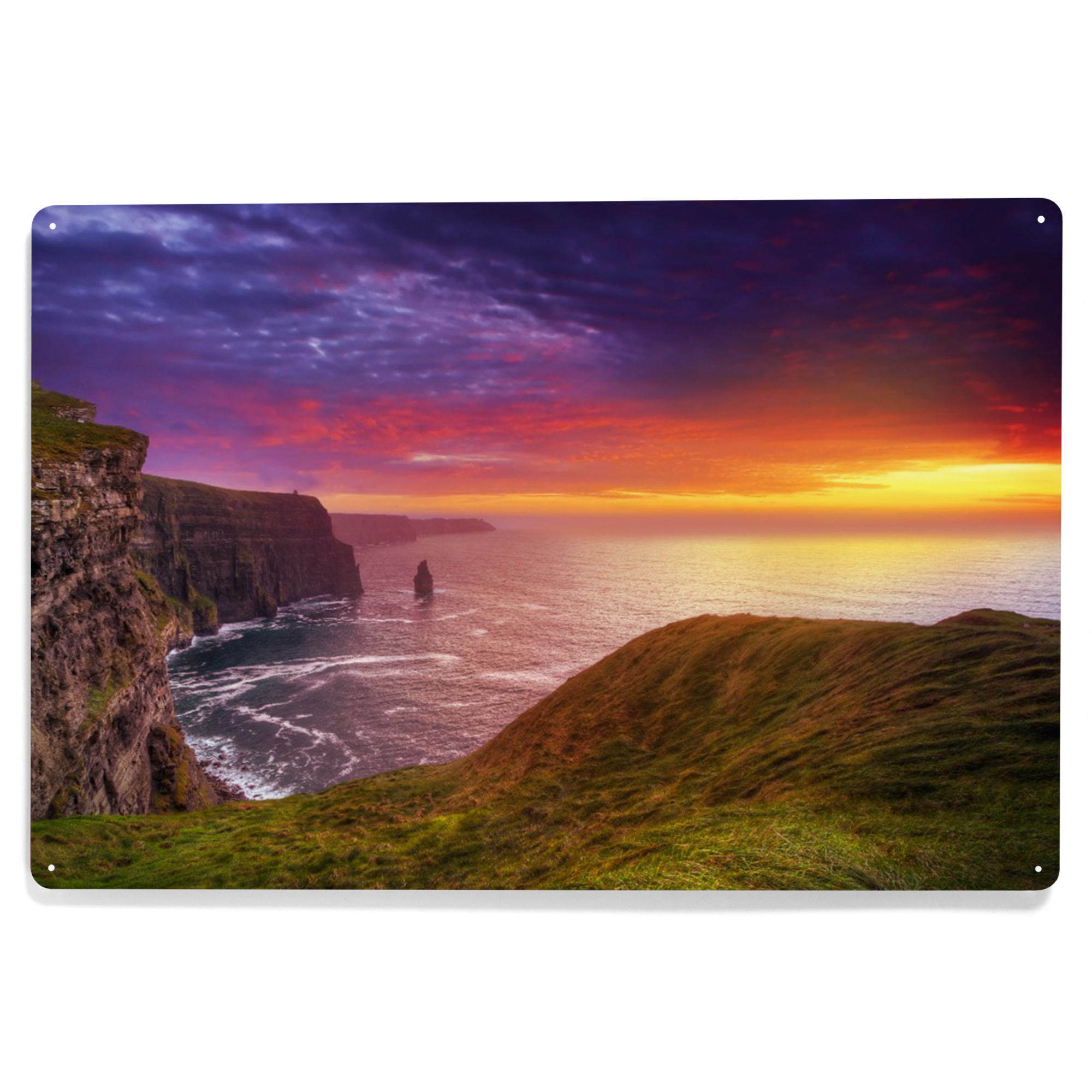 Idyllic Cliffs of Moher at Sunset, Co. Clare, Ireland (12x18 Aluminum ...