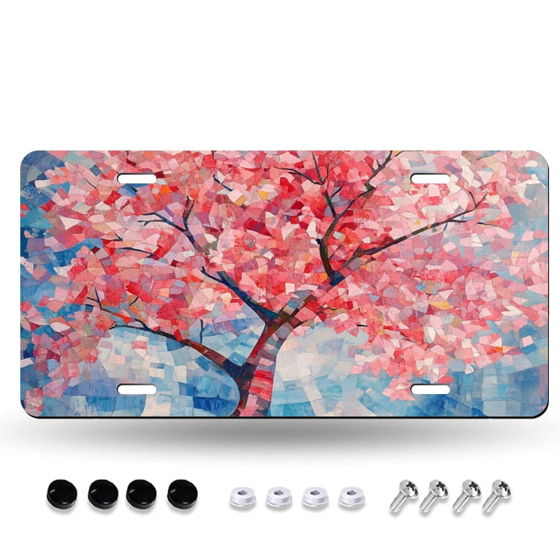 Idyllic Picture Of Romantic Pink Cherry Tree License Plate Frame ...