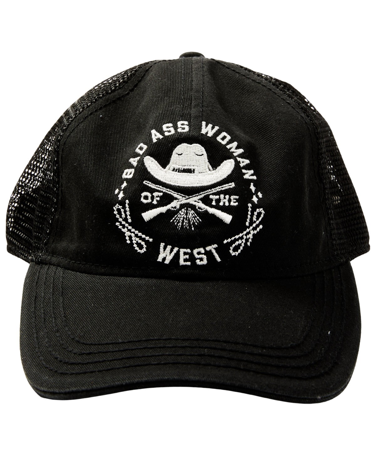 Idyllwind Women's Bad Ass Woman Embroidered Mesh Back Ball Cap Black ...