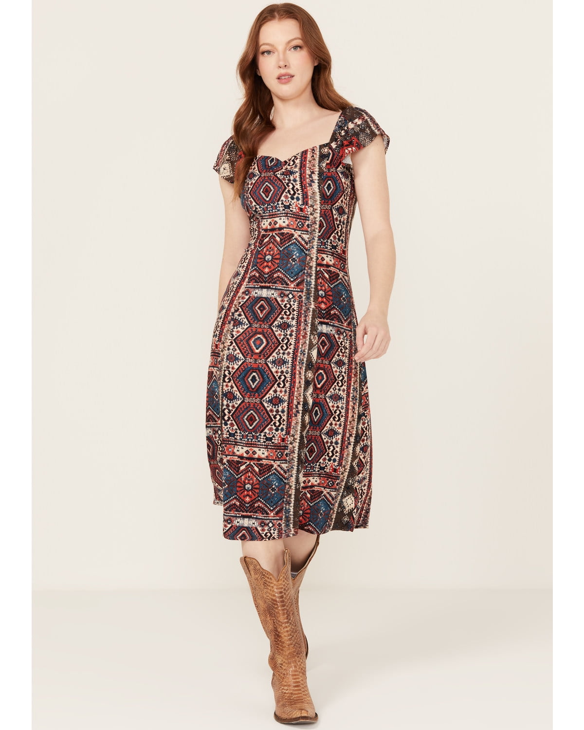 Idyllwind Women's Bethany Flutter Sleeve Midi Dress - IWSU24D10-DKBN US ...