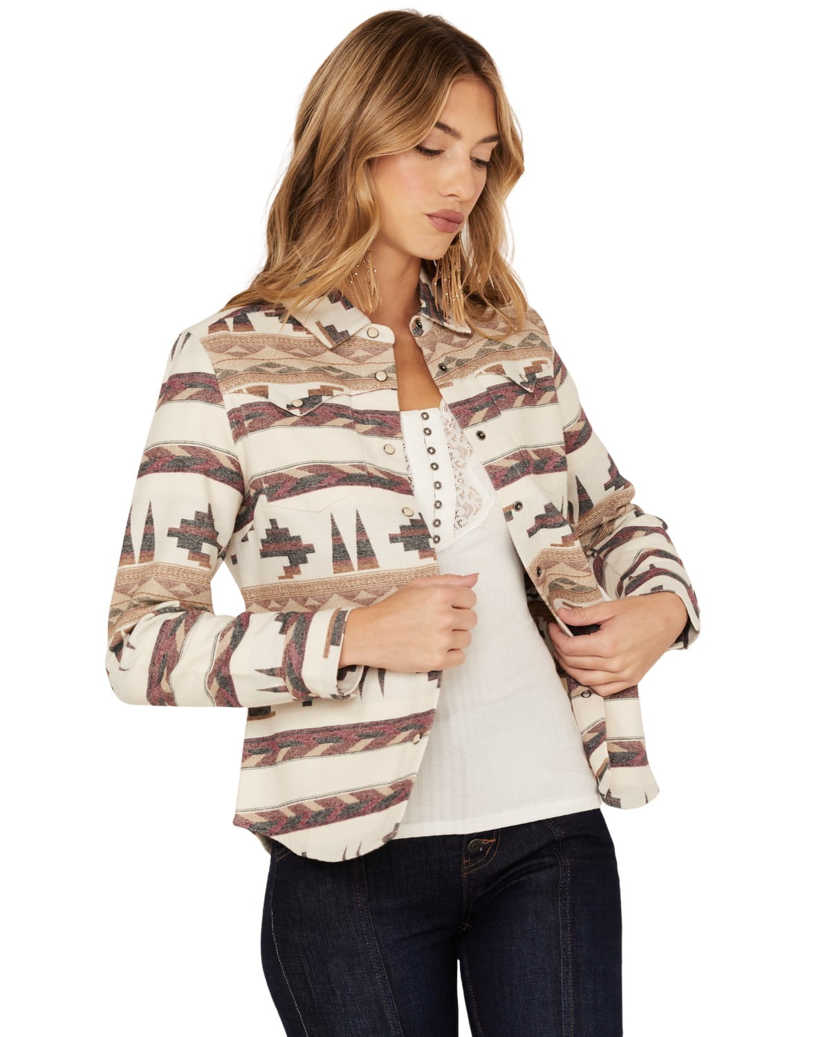 Idyllwind Women's Southwestern Print Long Sleeve Snap Western Shacket ...