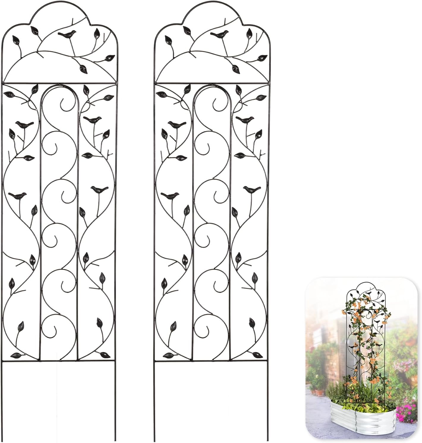 Idzo 60in 5ft 100% Metal Garden Trellises for Climbing Plants Outdoor ...