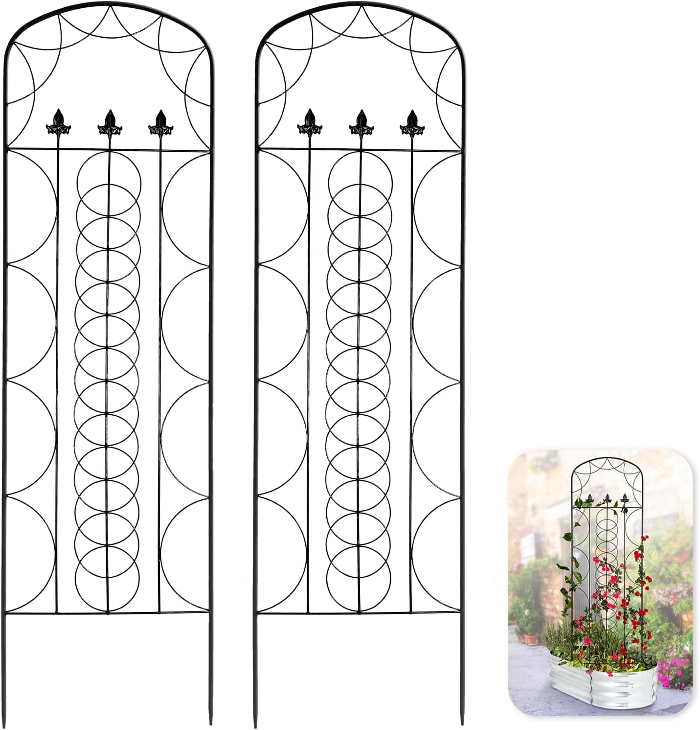 Idzo 71 in. Decorative Metal Trellis for Climbing Plants Outdoor, Heavy ...