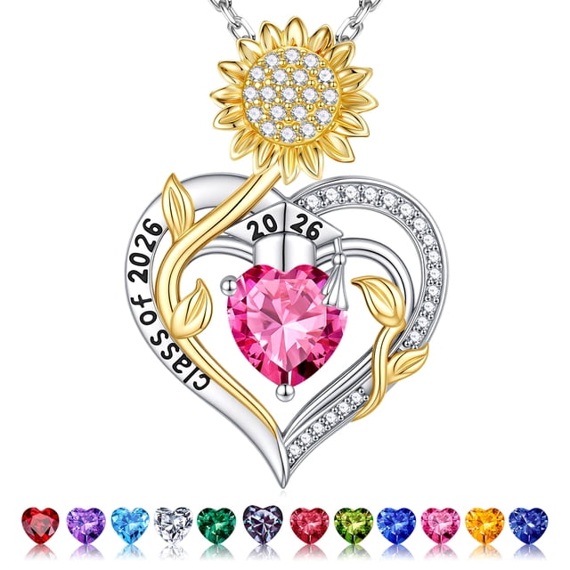 Iefil S925 Sterling Silver Sunflower Birthstone Necklace for Women ...