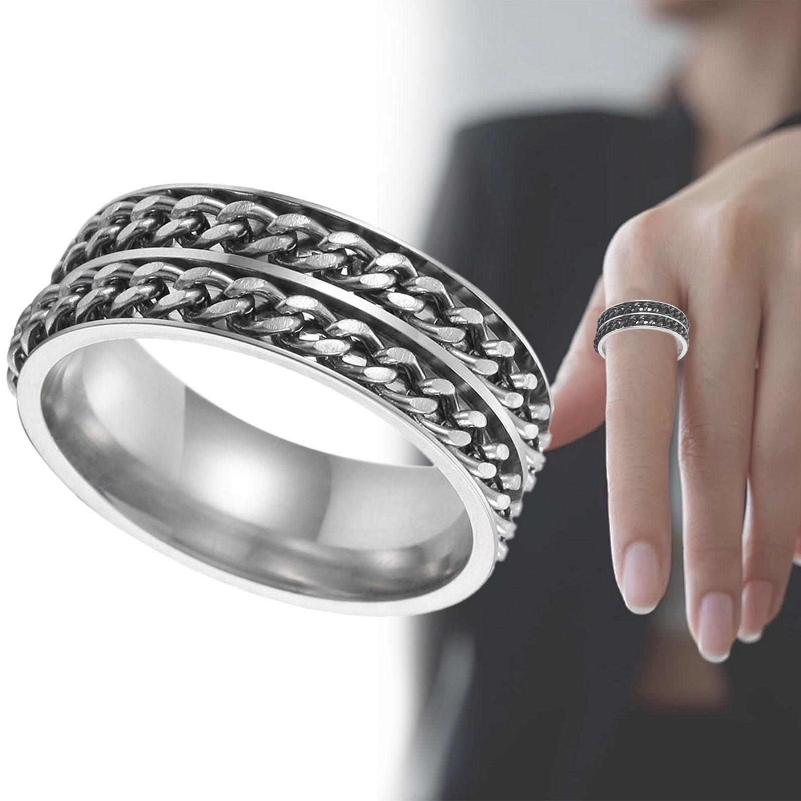 IegmanFragrance,Men's Titanium Double Chain Rotating Ring Rotating ...
