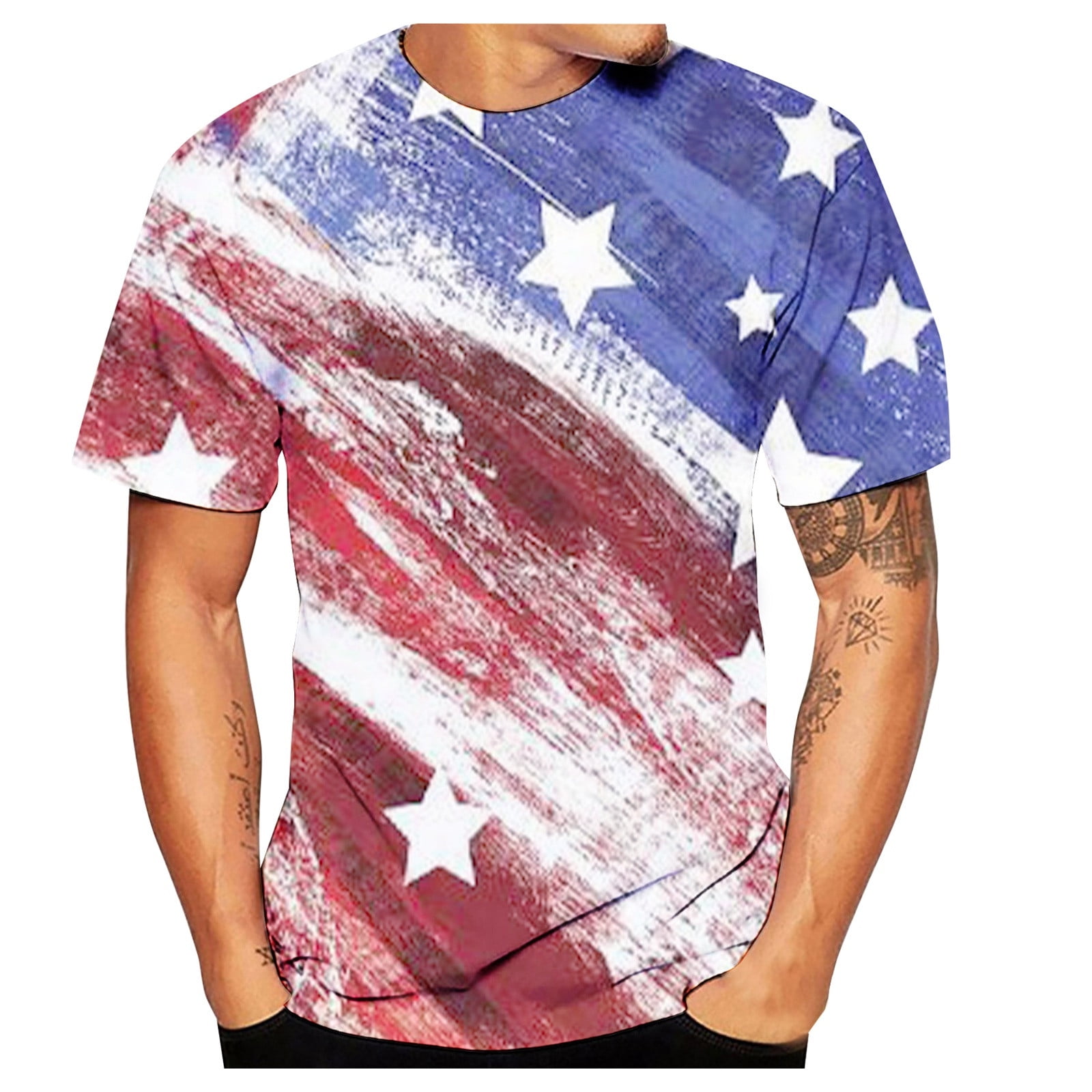Ierhent Independence Day Men's T-Shirt Mens American Flag T-Shirt ...