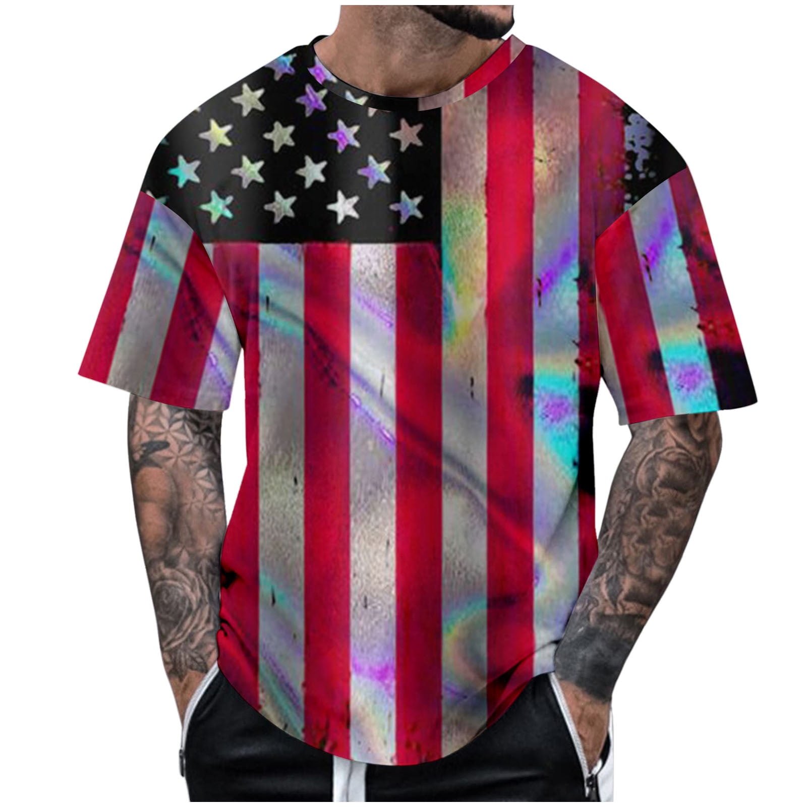 Ierhent Independence Day Mens T-Shirt Tops for Independence Day 4th of ...