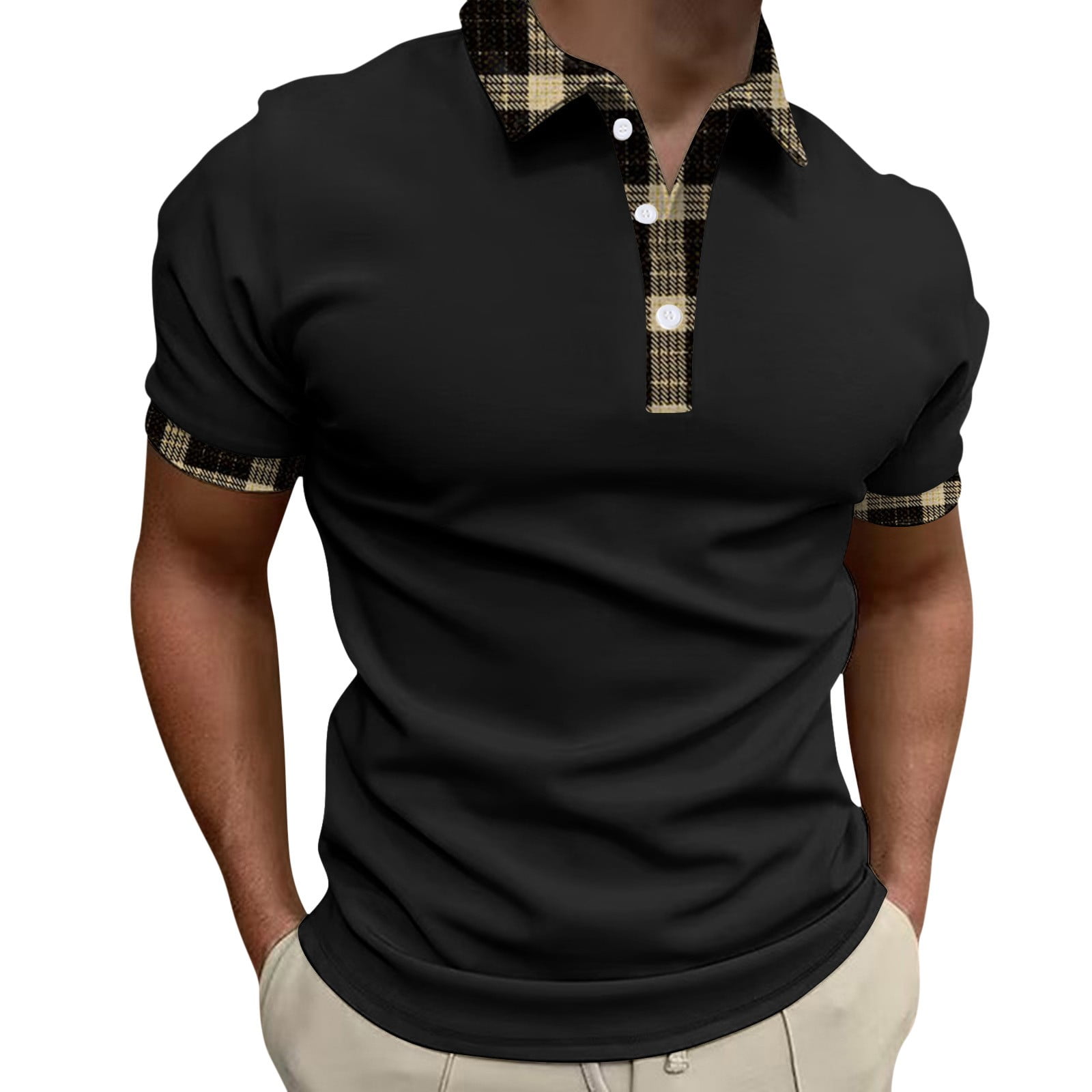 Ierhent Men Polo Shirts Men's Waffle Button Polo Shirt with Short ...