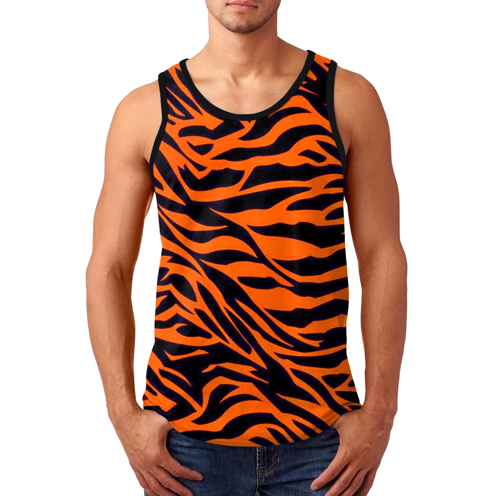 Ierhent Sleeveless Tops for Men Men's Sleeveless Tank Top Shirt(Orange ...